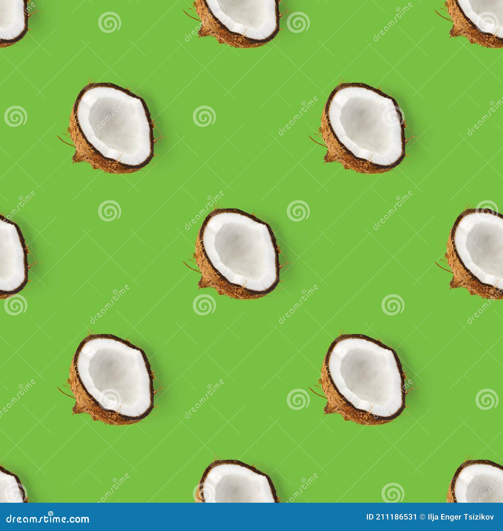 Coconut Seamless Pattern. Tropical Abstract Background with Isolated ...