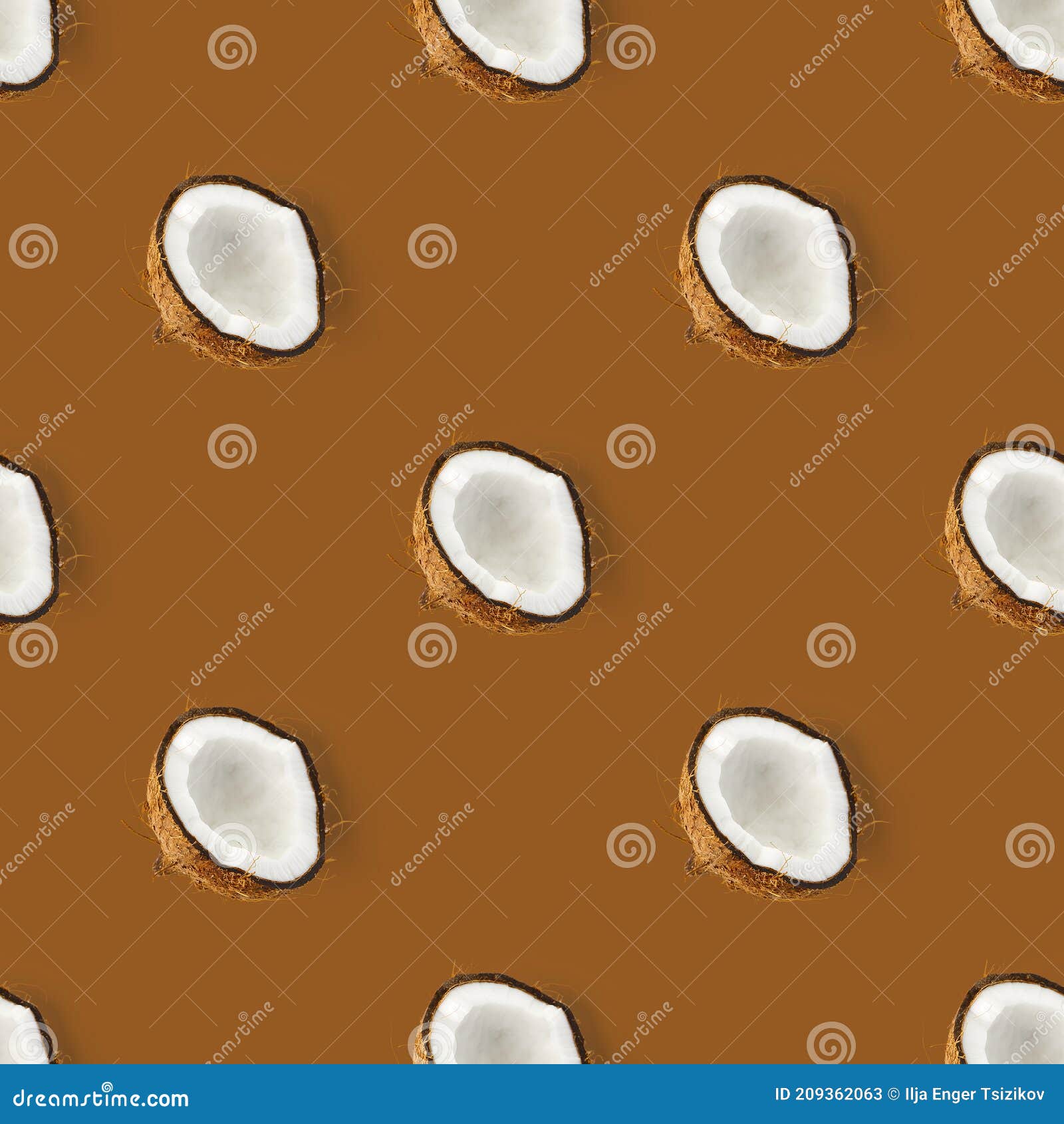 Coconut Seamless Pattern. Tropical Abstract Background with Isolated ...