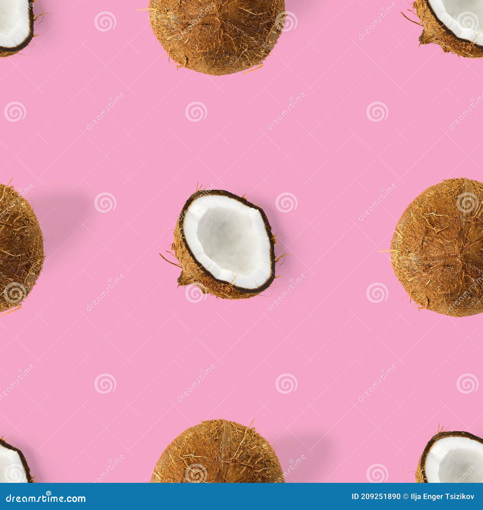 Coconut Seamless Pattern. Tropical Abstract Background with Isolated ...