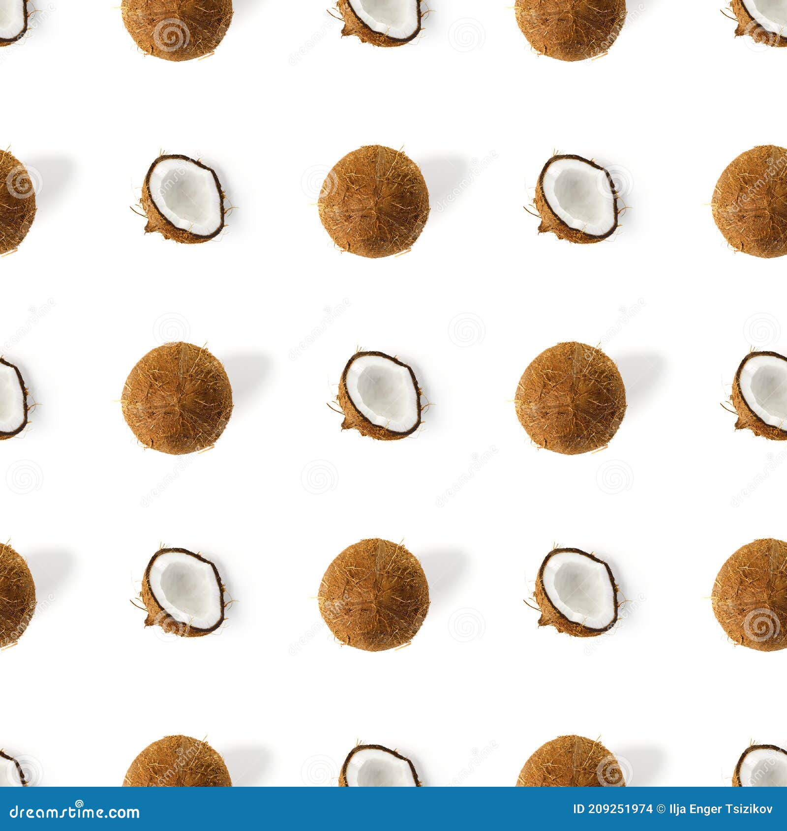 Coconut Seamless Pattern. Tropical Abstract Background with Isolated ...