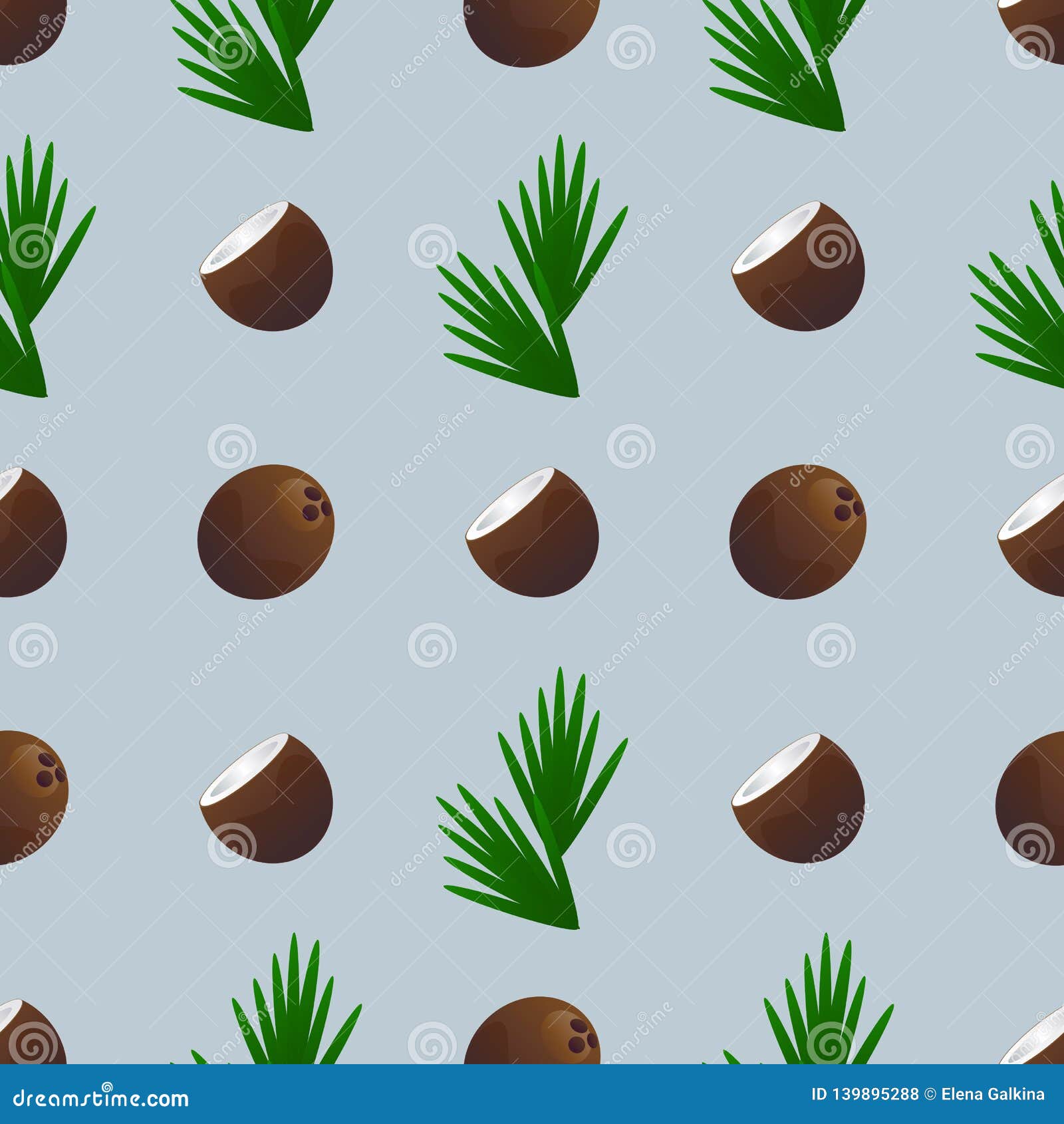 Coconut seamless pattern stock vector. Illustration of color - 139895288