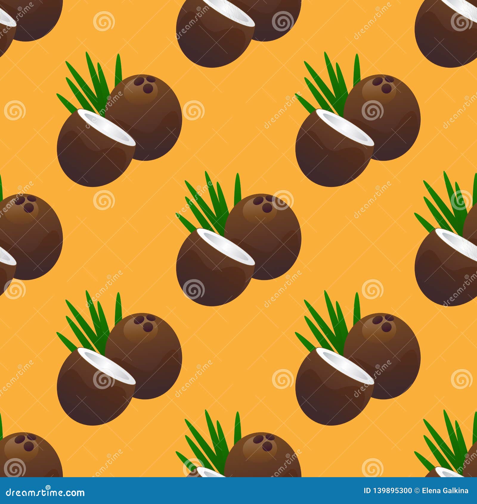 Coconut seamless pattern stock vector. Illustration of green - 139895300