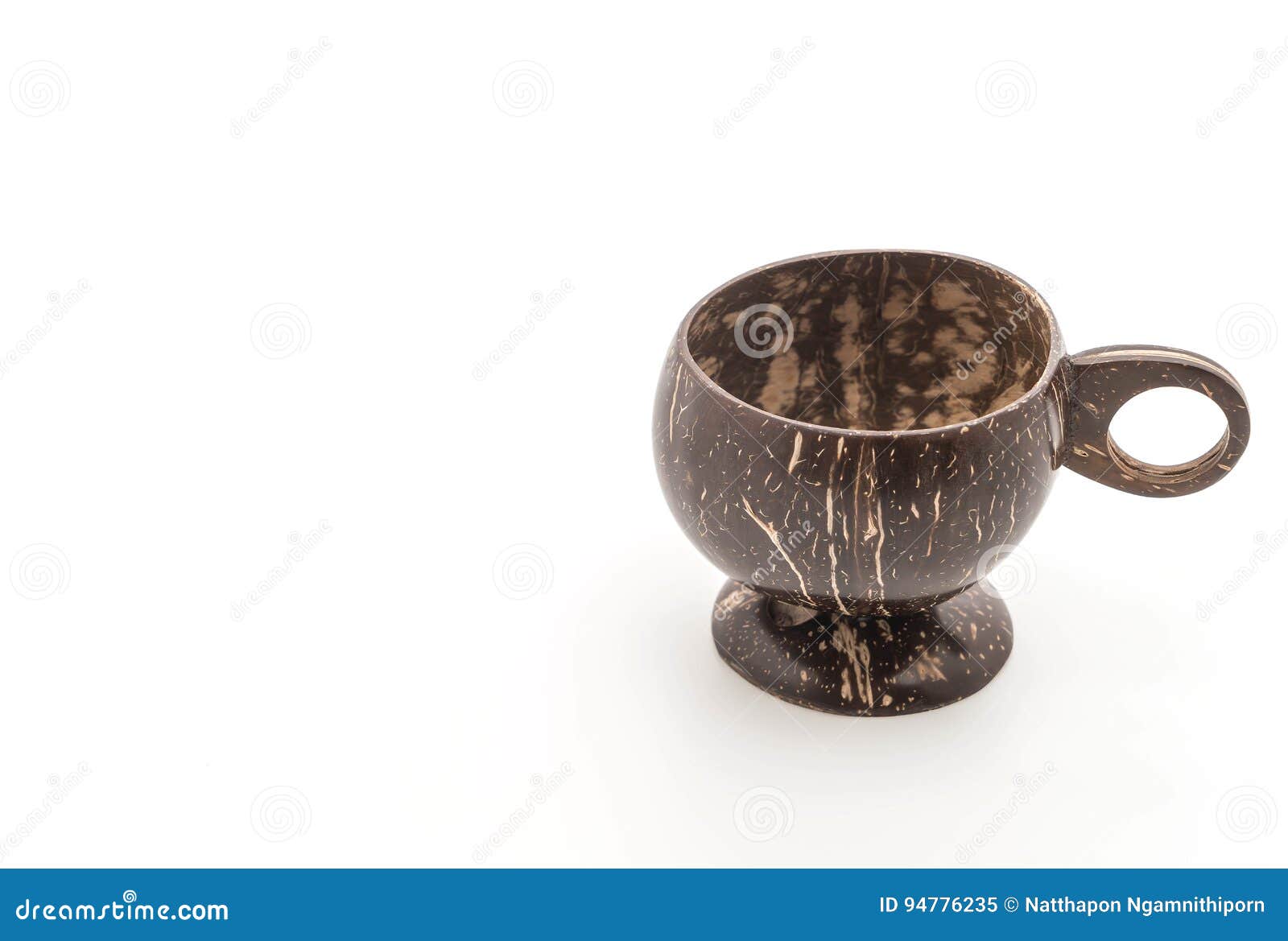 Coconut Shell Cup with Wooden Handle Stock Image - Image of traditional ...