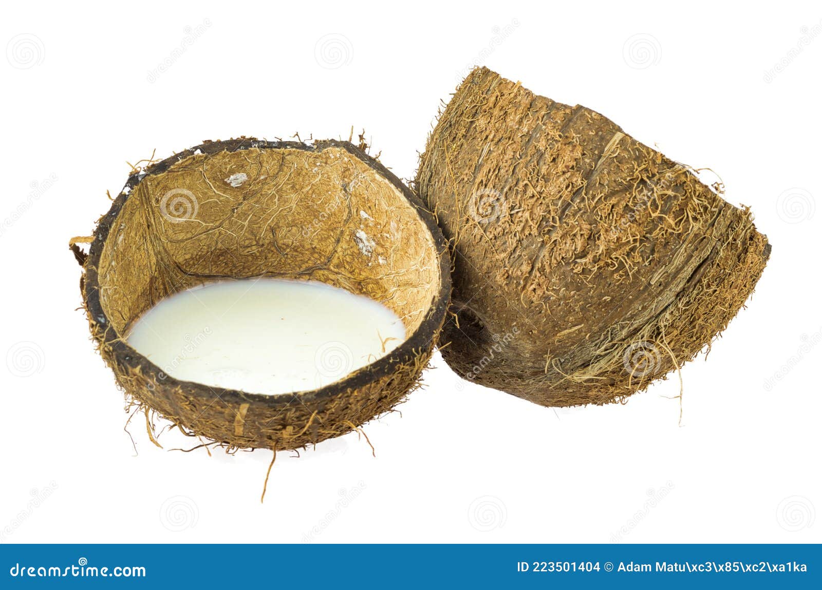 Coconut Shell Isolated on White Stock Photo - Image of drink, details ...