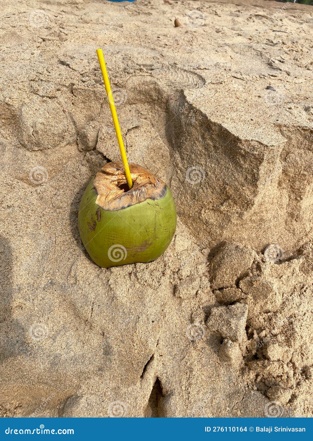 A Coconut Shell with a Straw Stock Photo - Image of people, tourist ...