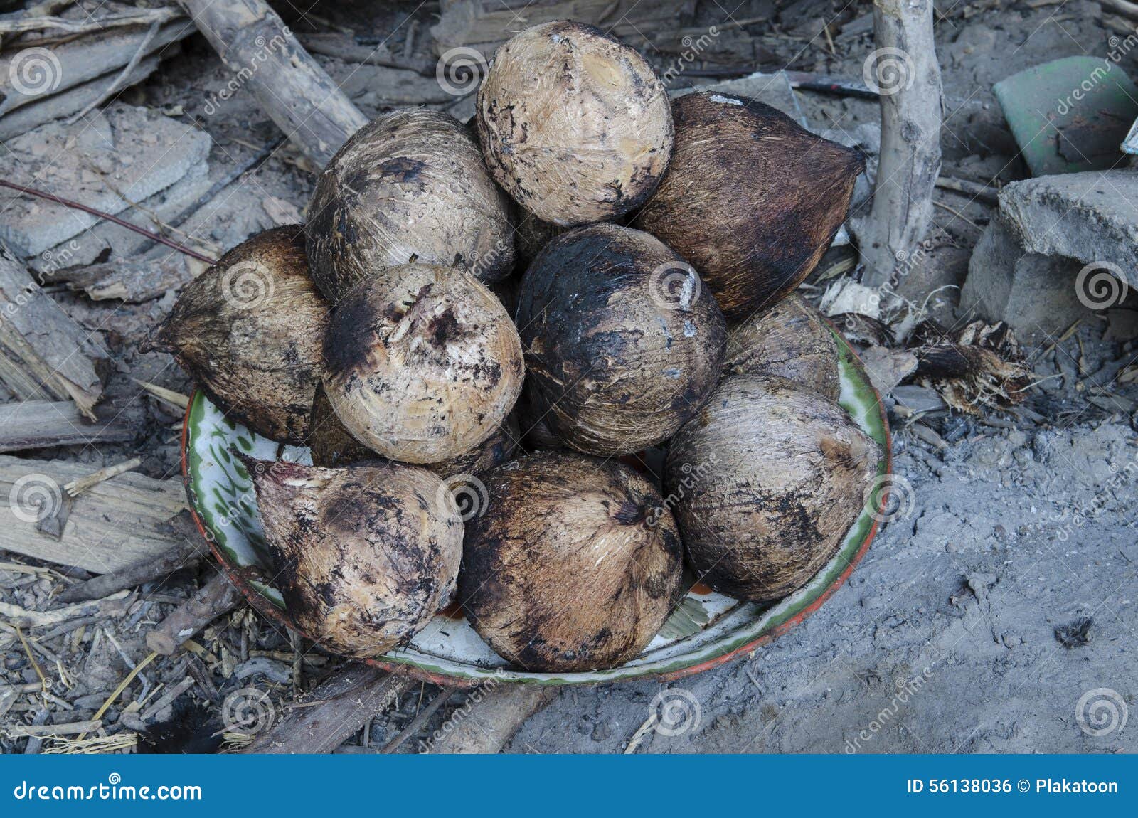 Coconut Shell Was Burn by Fire for Beverage Stock Photo - Image of ...