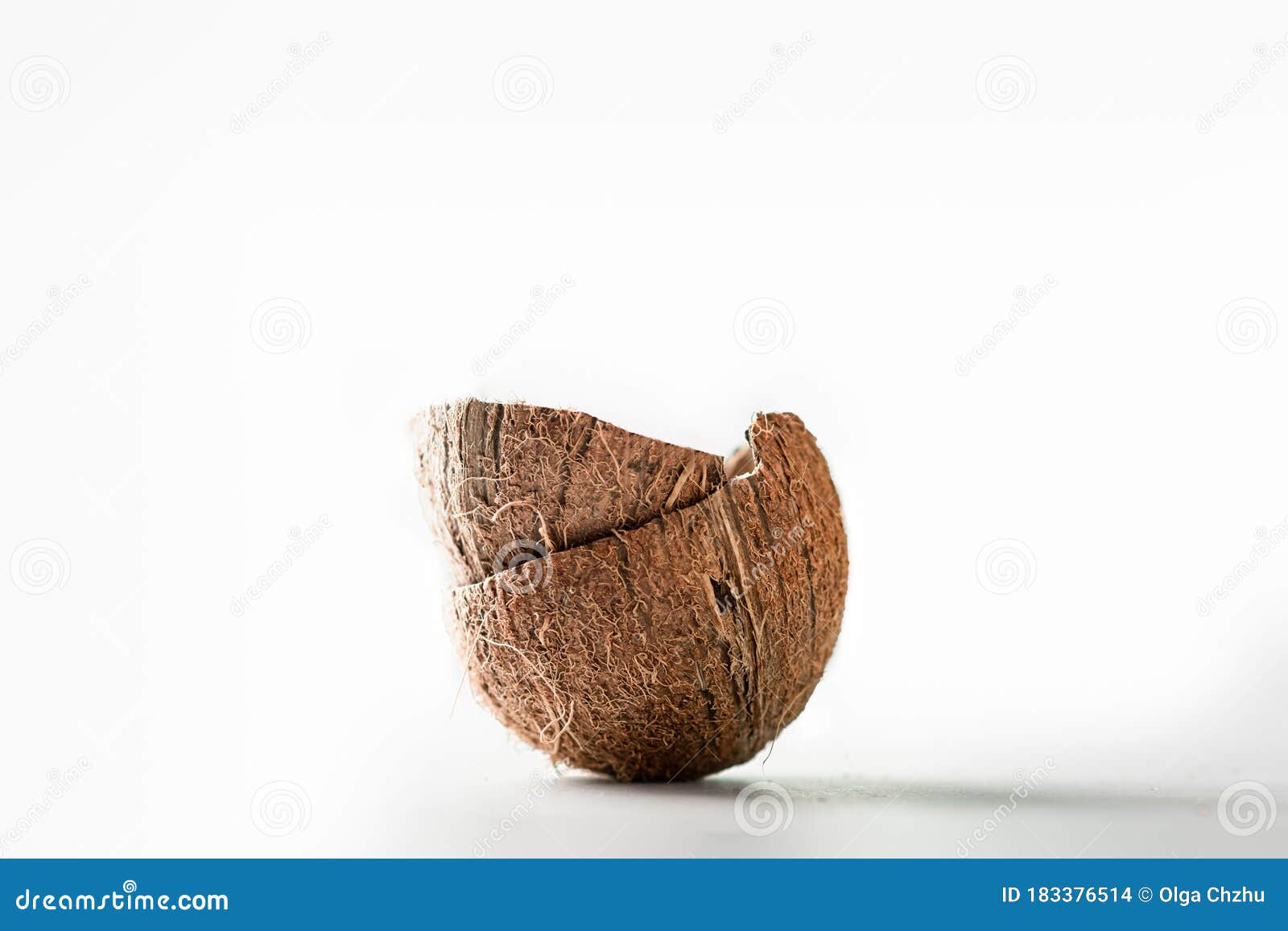 Coconut Shell on a White Background Stock Photo - Image of minimalism ...