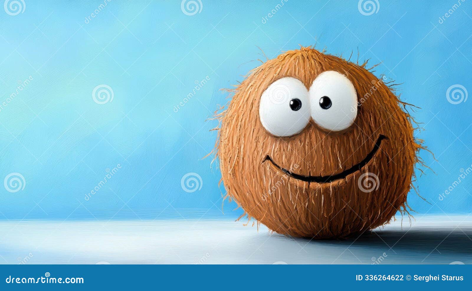 A Coconut with a Smiley Face on it S Head, AI Stock Photo - Image of ...