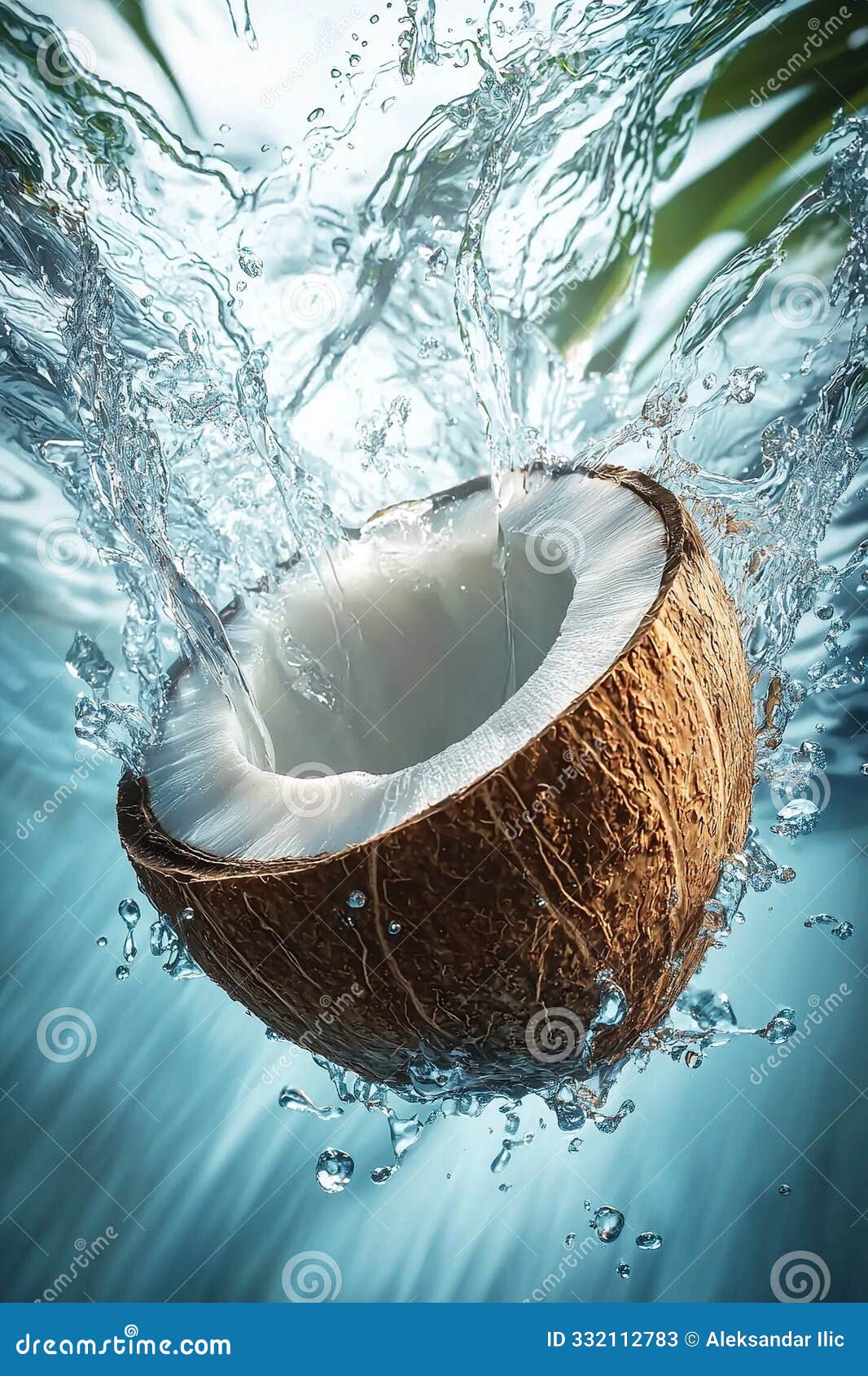 Coconut in a Splash of Water Underneath the Ocean Surface.Ai Generative ...