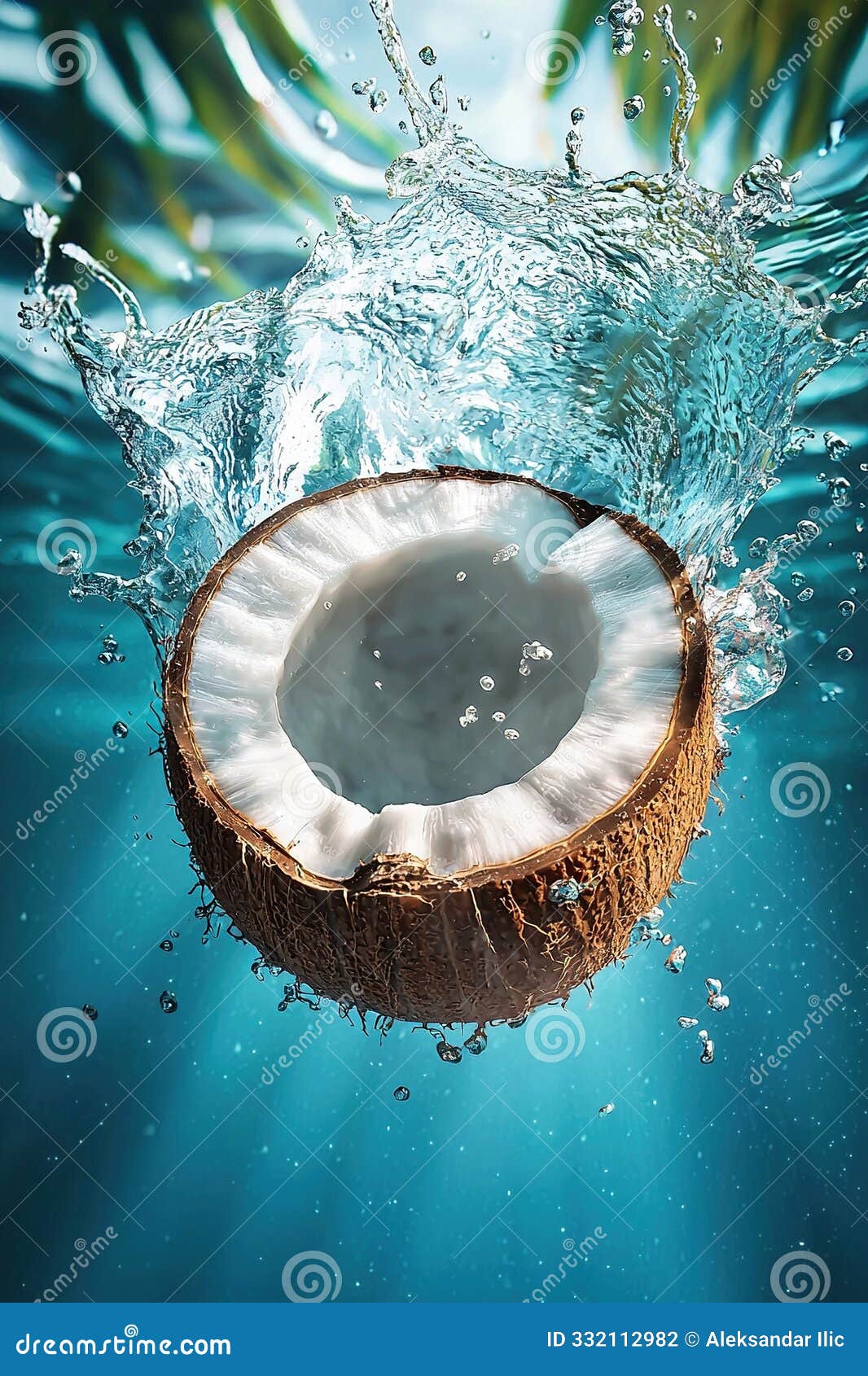 Coconut in a Splash of Water Underneath the Ocean Surface.Ai Generative ...