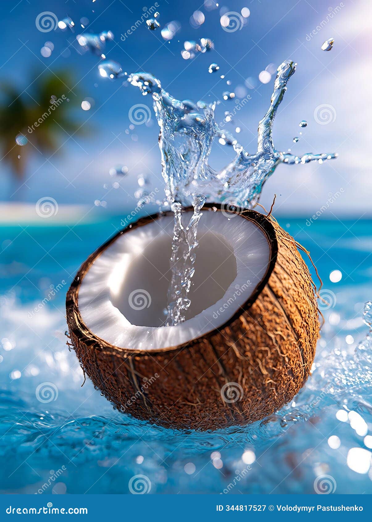 A Coconut Splashing Out of a Coconut in a Pool Stock Image - Image of ...