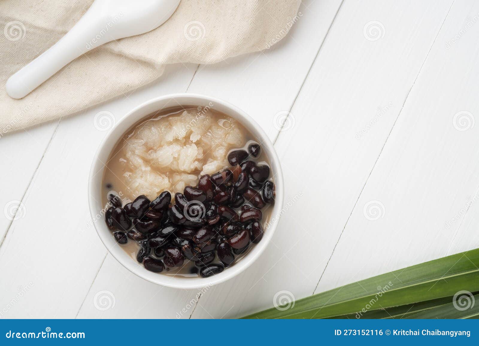 Coconut Sticky Rice with Coconut Black Bean Soup Stock Photo - Image of ...