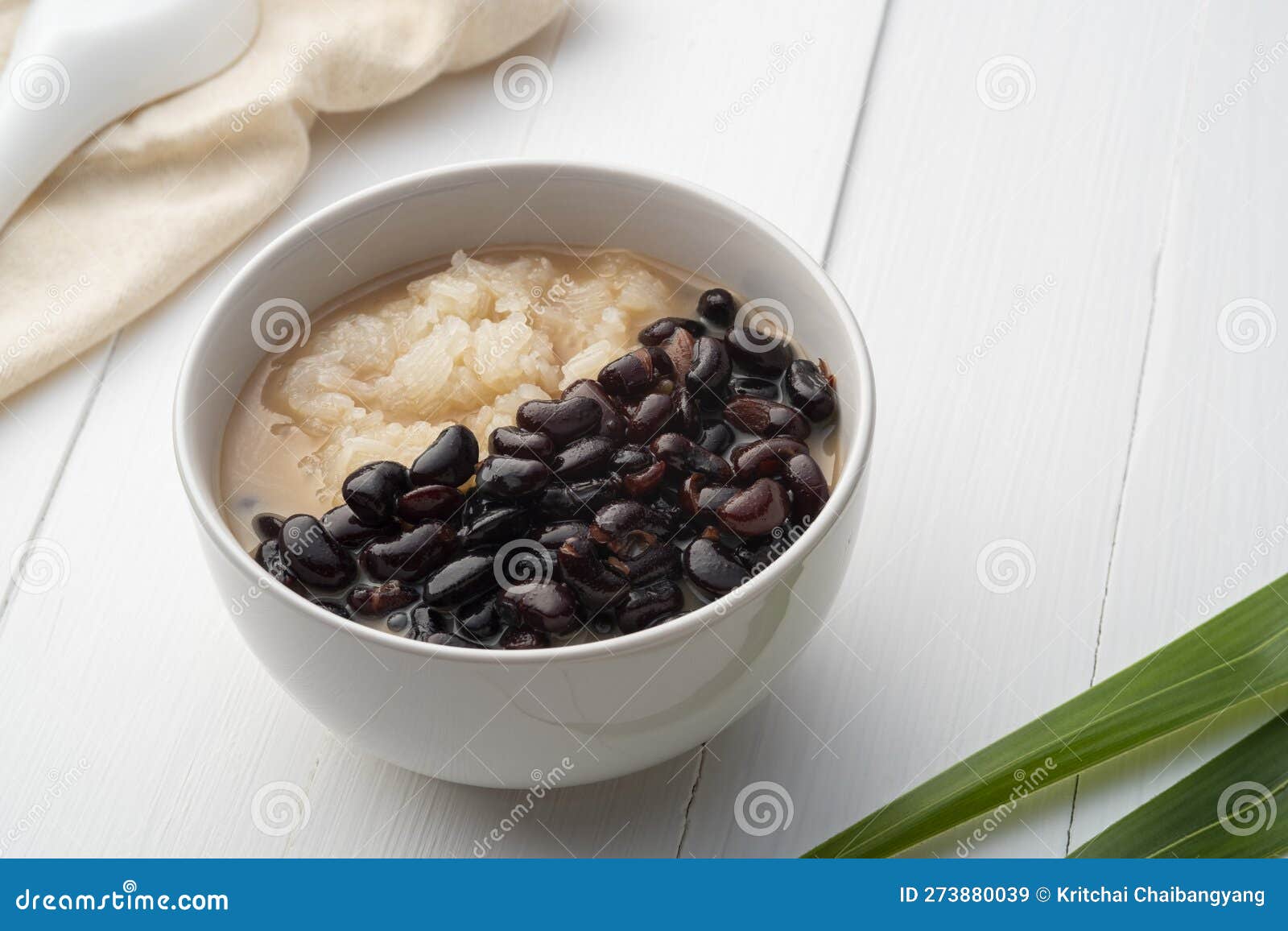 Coconut Sticky Rice with Coconut Black Bean Soup Stock Image - Image of ...