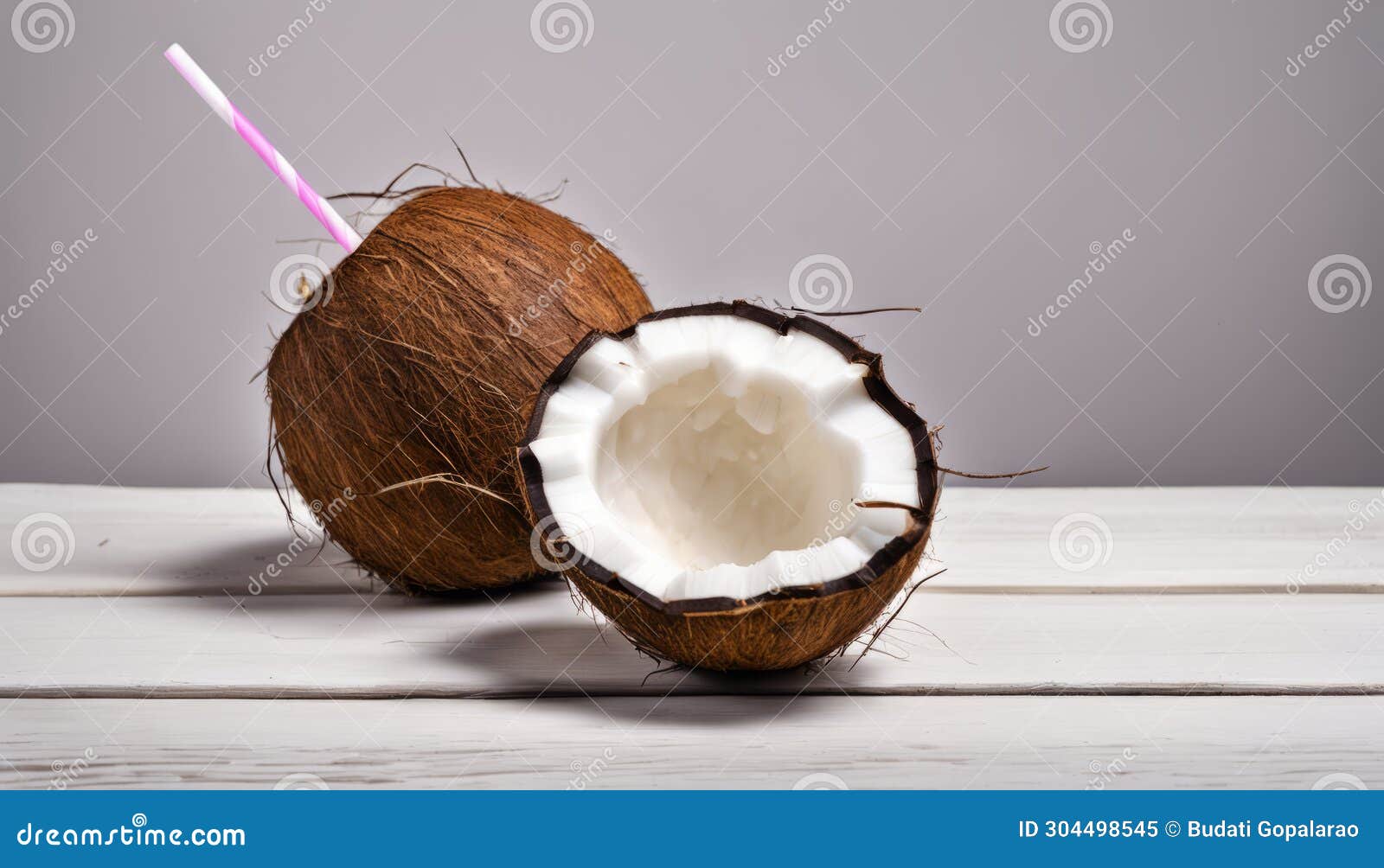 A Coconut with a Straw in it Stock Illustration - Illustration of ...