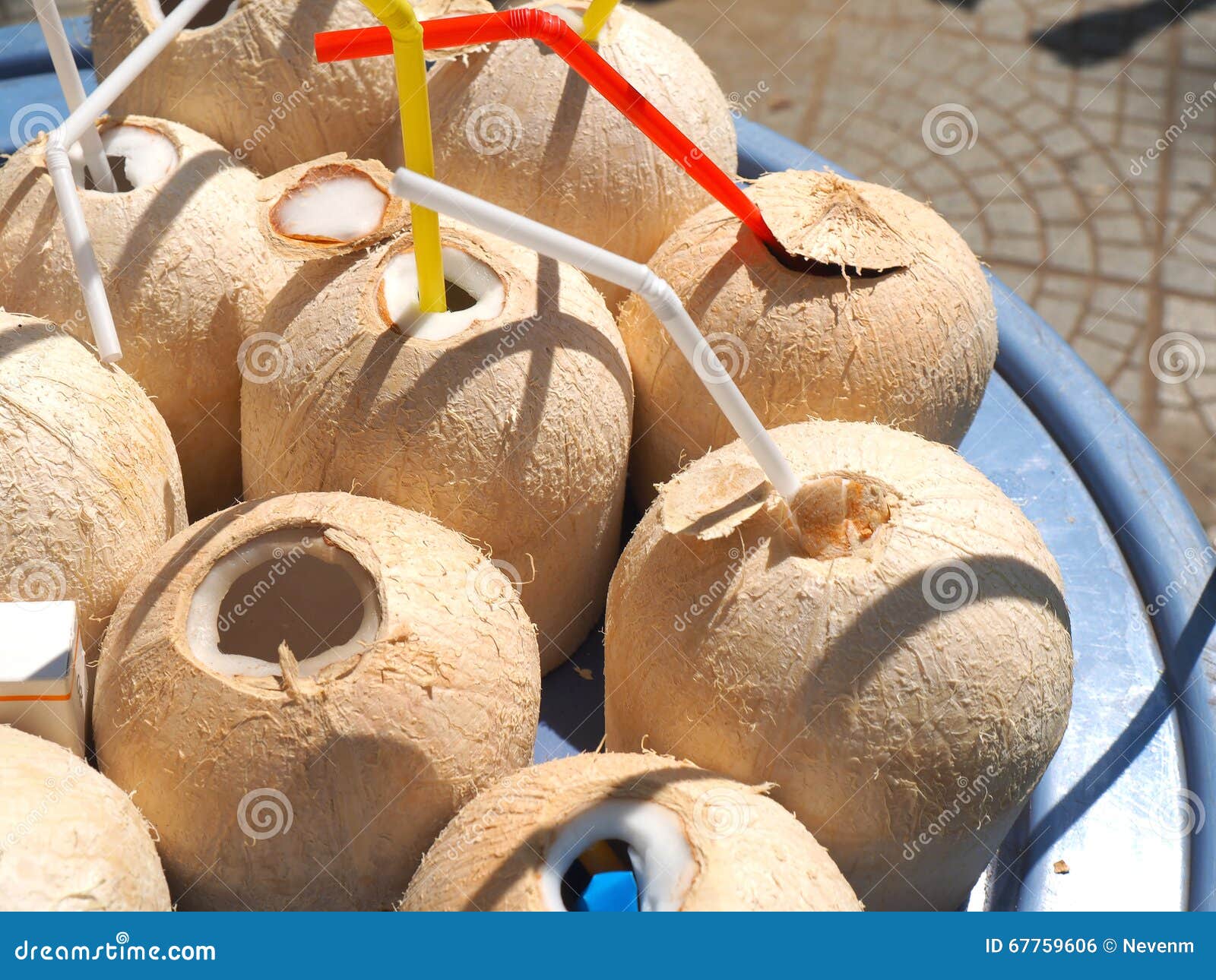 Coconut with straw stock photo. Image of meat, fiber - 67759606