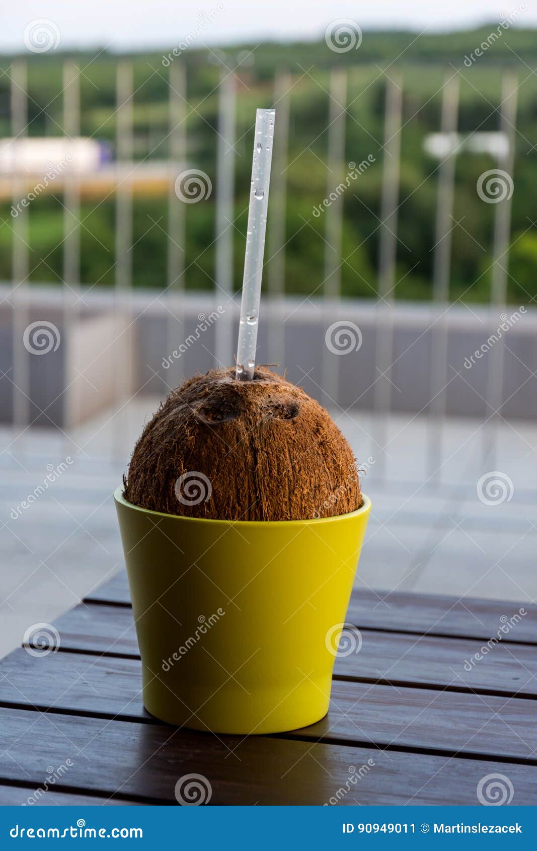 Coconut with straw stock image. Image of fruit, straw - 90949011