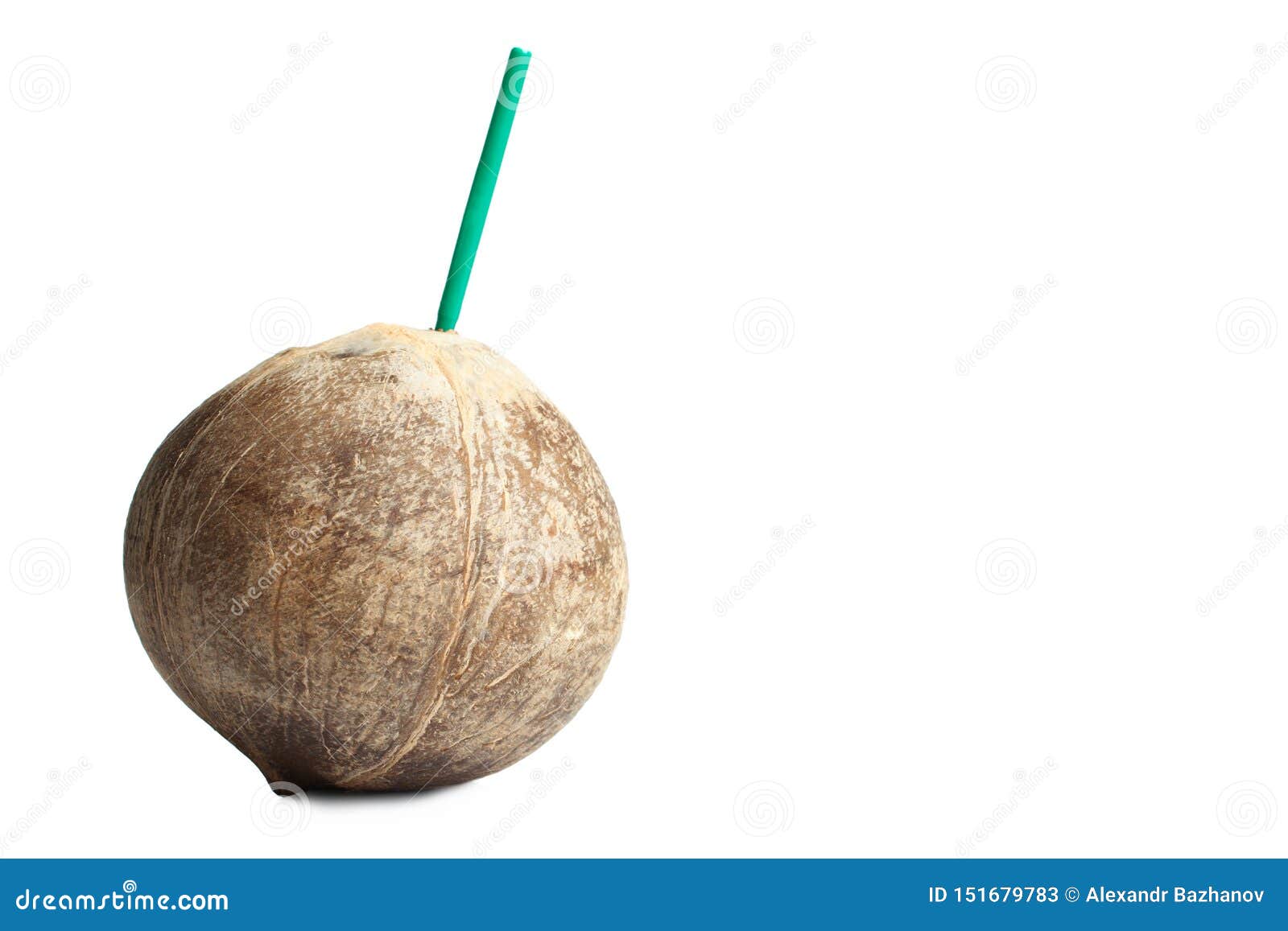 Coconut with straw stock image. Image of isolated, tropical - 151679783