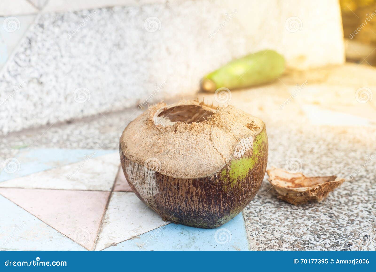 Coconut on table stock image. Image of smoothie, tropical - 70177395
