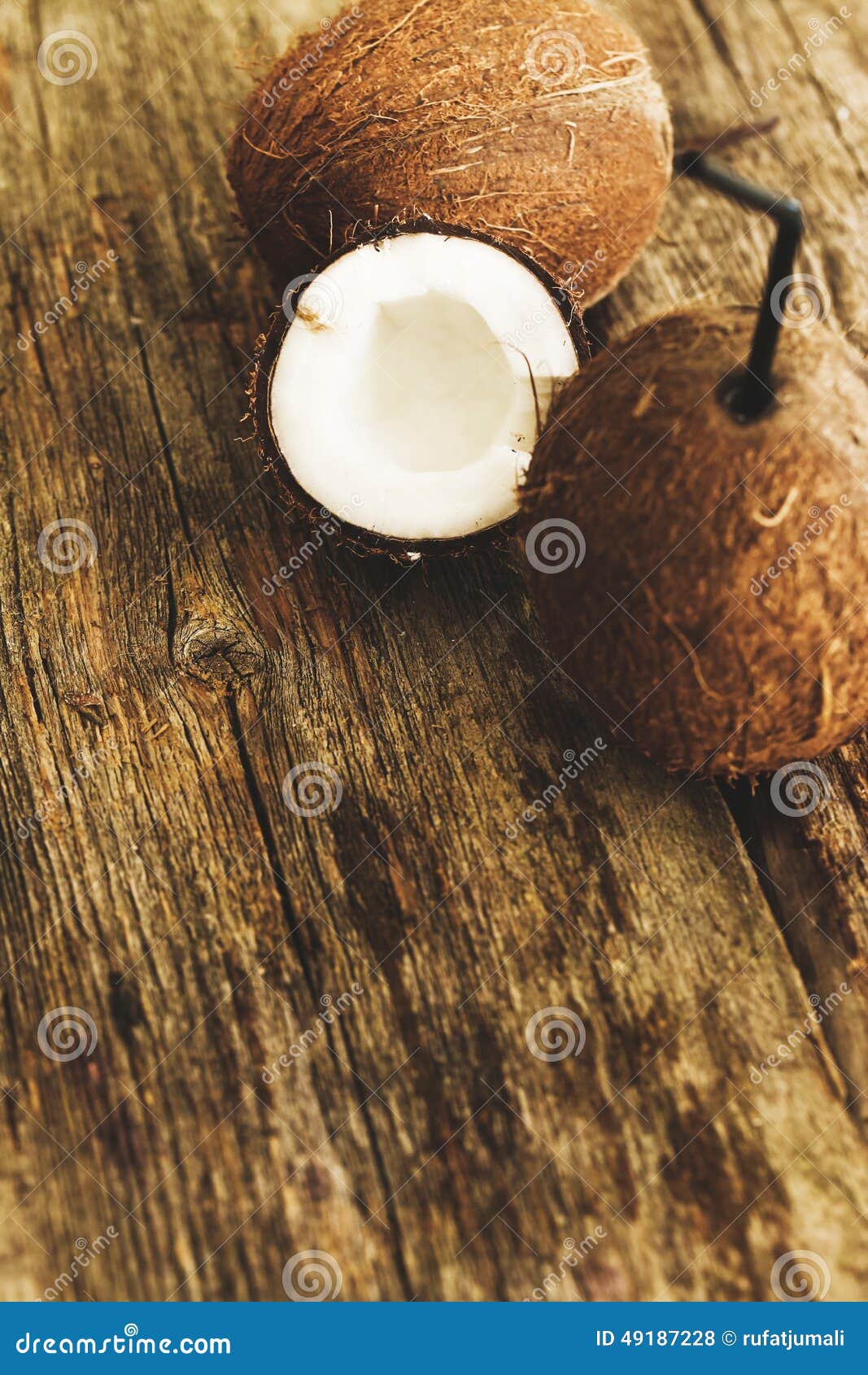 Coconut on the table stock photo. Image of object, natural - 49187228