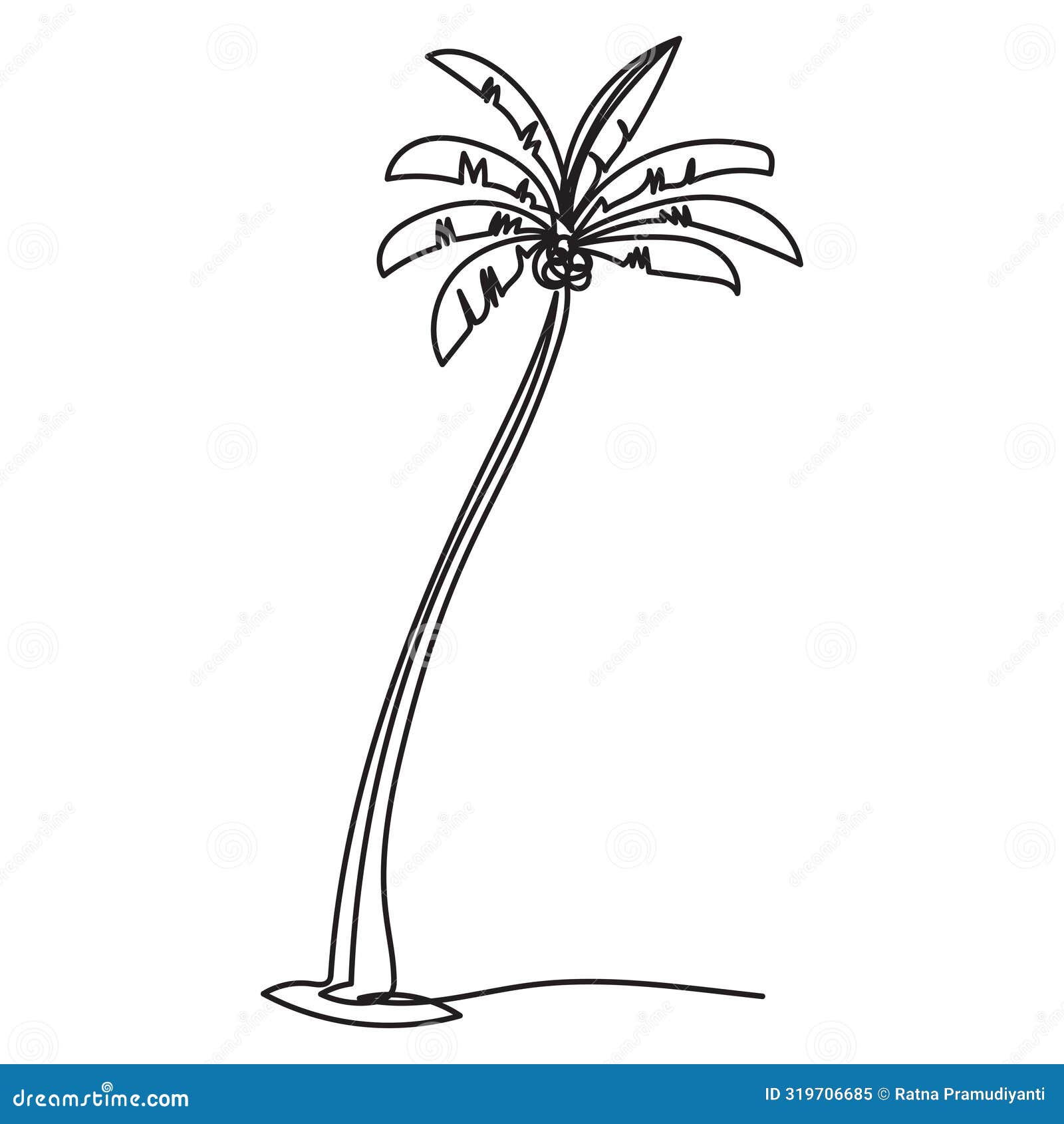 Coconut Tree Continuous Line Drawing. Vector Illustration Isolated ...