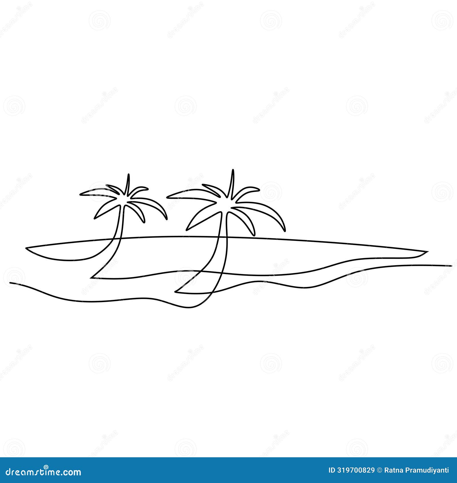 Coconut Tree Continuous One Line Drawing Stock Vector - Illustration of ...