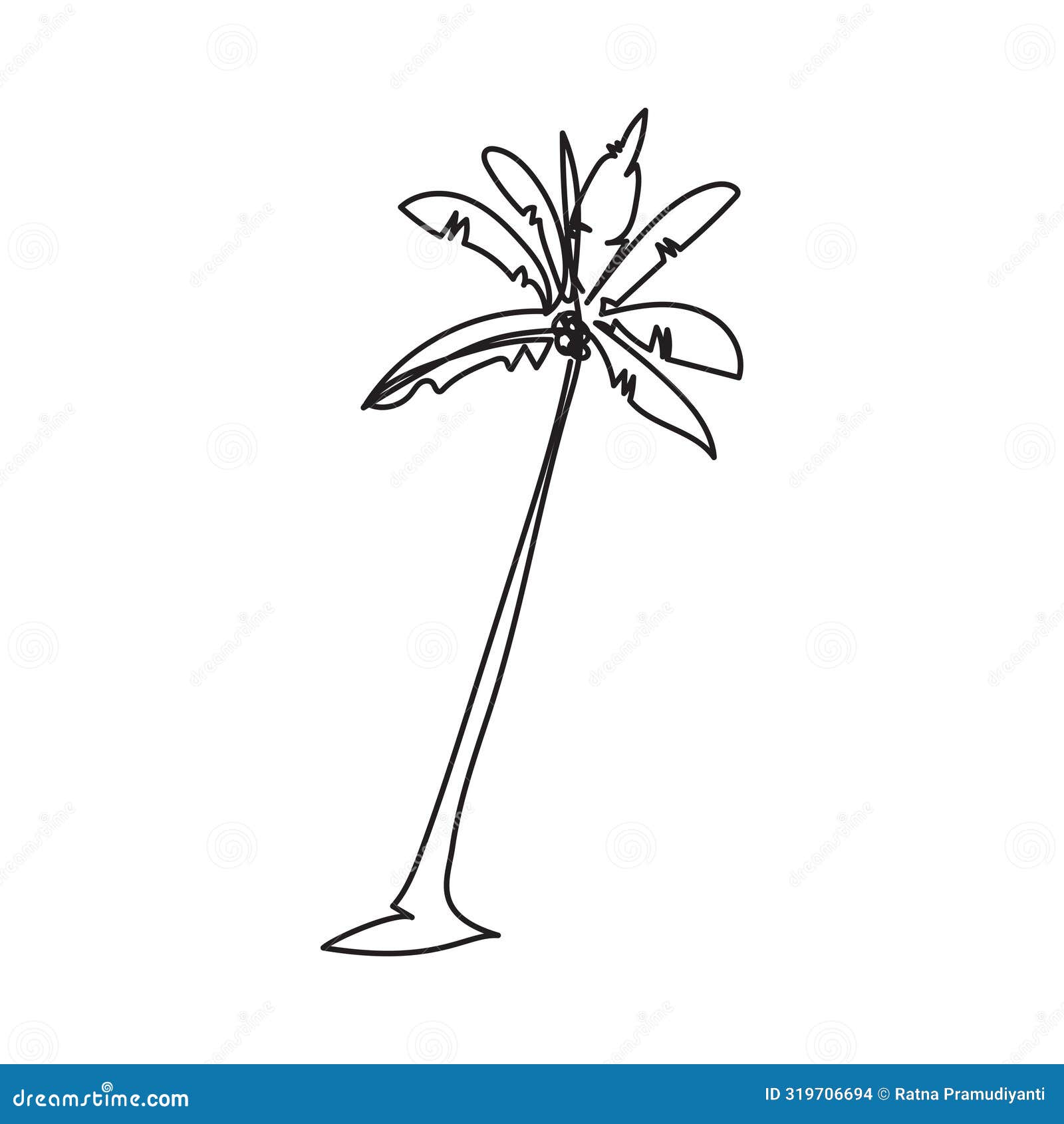 Coconut Tree Continuous One Line Drawing. Vector Illustration Isolated ...