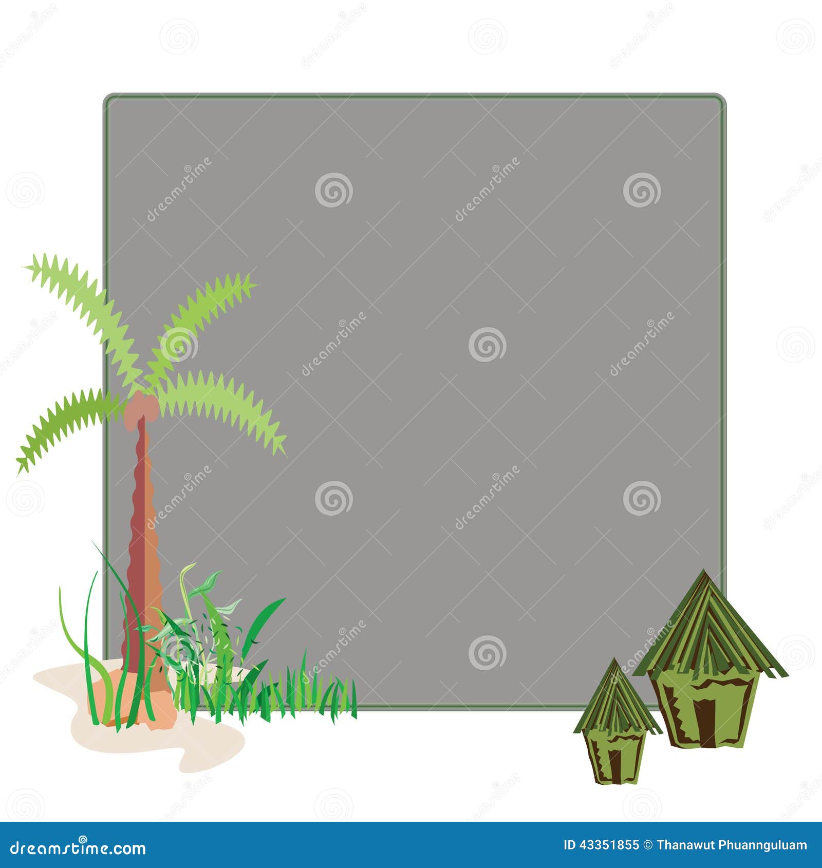 Coconut Tree and Cottage with Space for Text Background Stock ...