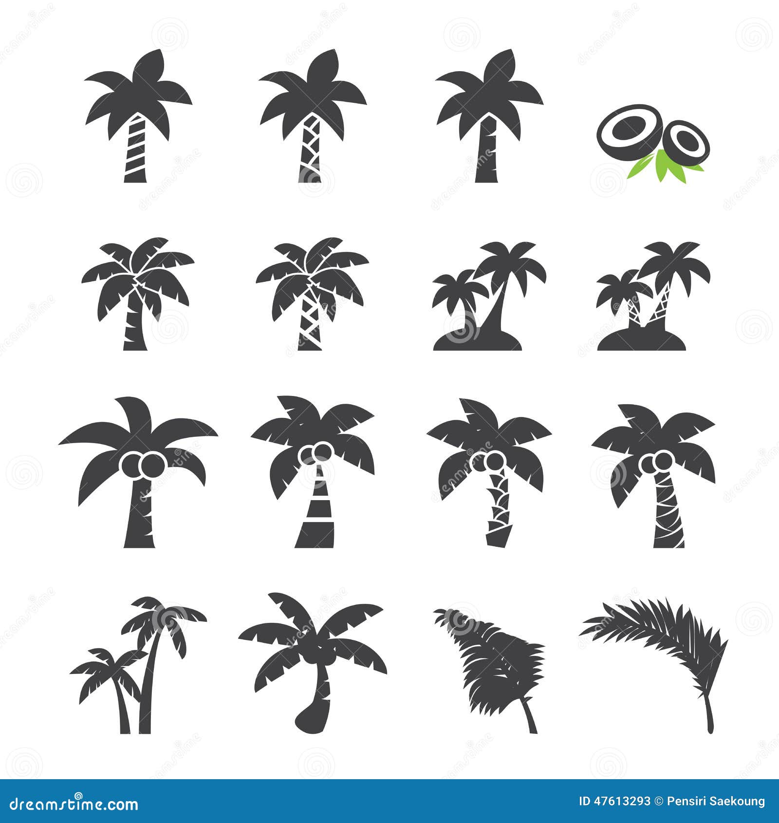 Coconut tree icon stock vector. Illustration of shade - 47613293