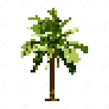 Coconut Tree Pixel Art Vector. Square Plant Stock Vector - Illustration ...
