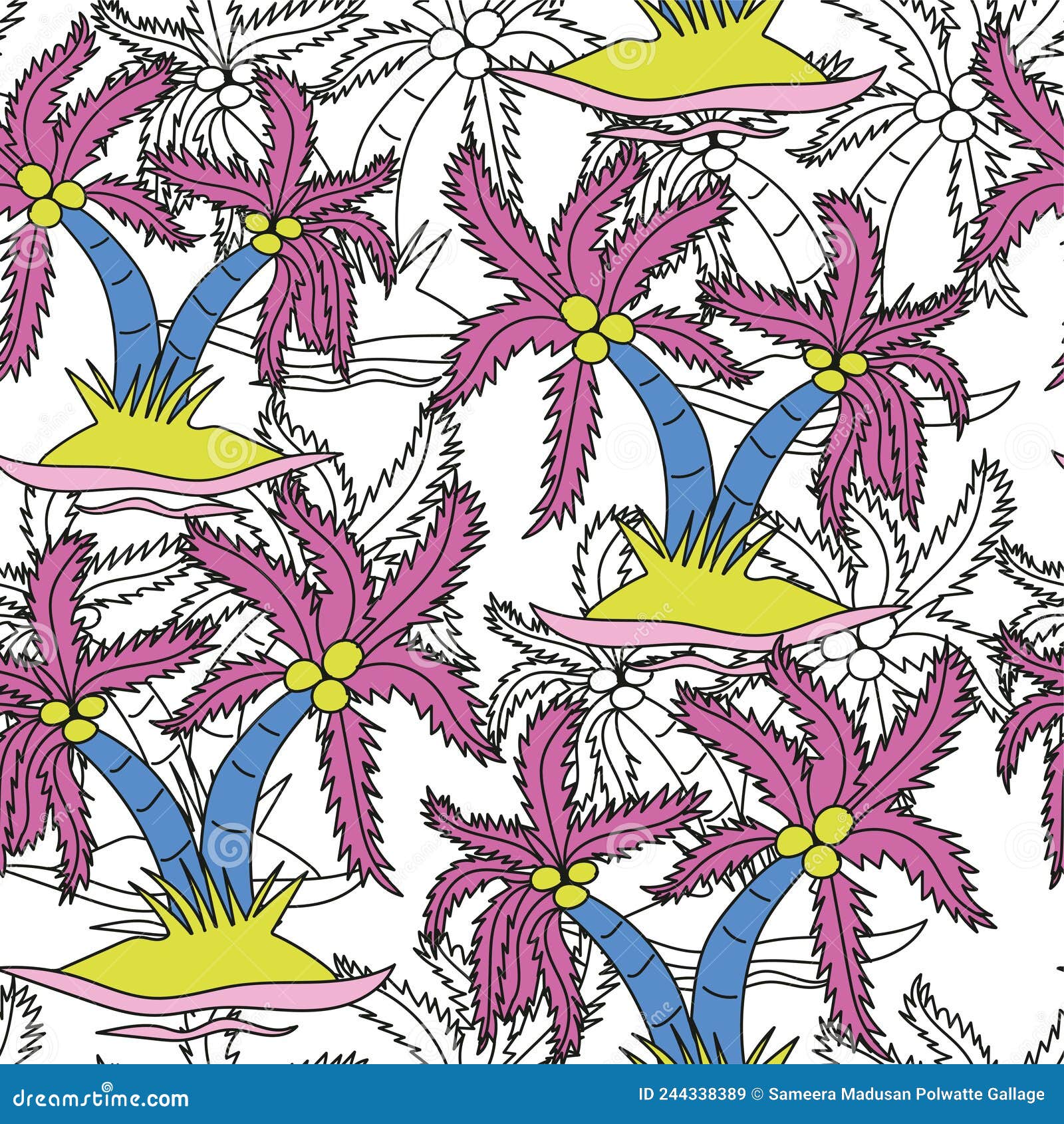 Coconut Tree. the Seamless Vector Pattern Design Stock Vector ...