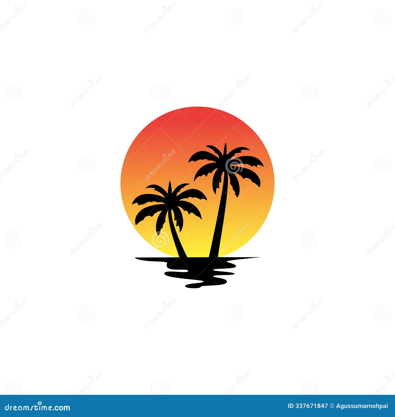Coconut Tree and Sunset Vector Illustration for Icon,symbol or Logo ...