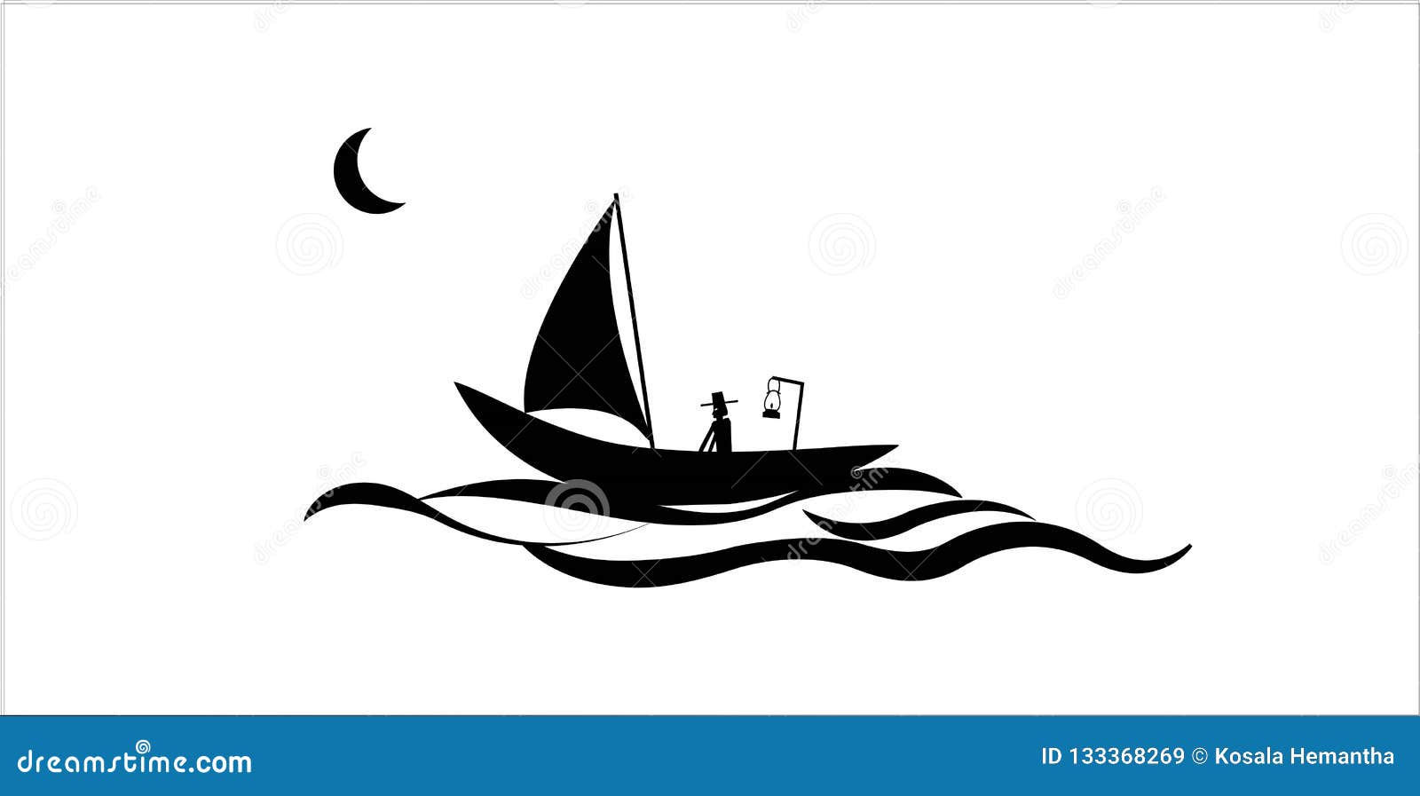 Fishermen, Sea, Moon, Vector, Illustrator, Stock Illustration ... Fishermen, Sea, Moon, Vector, Illustrator, Stock Illustration ...