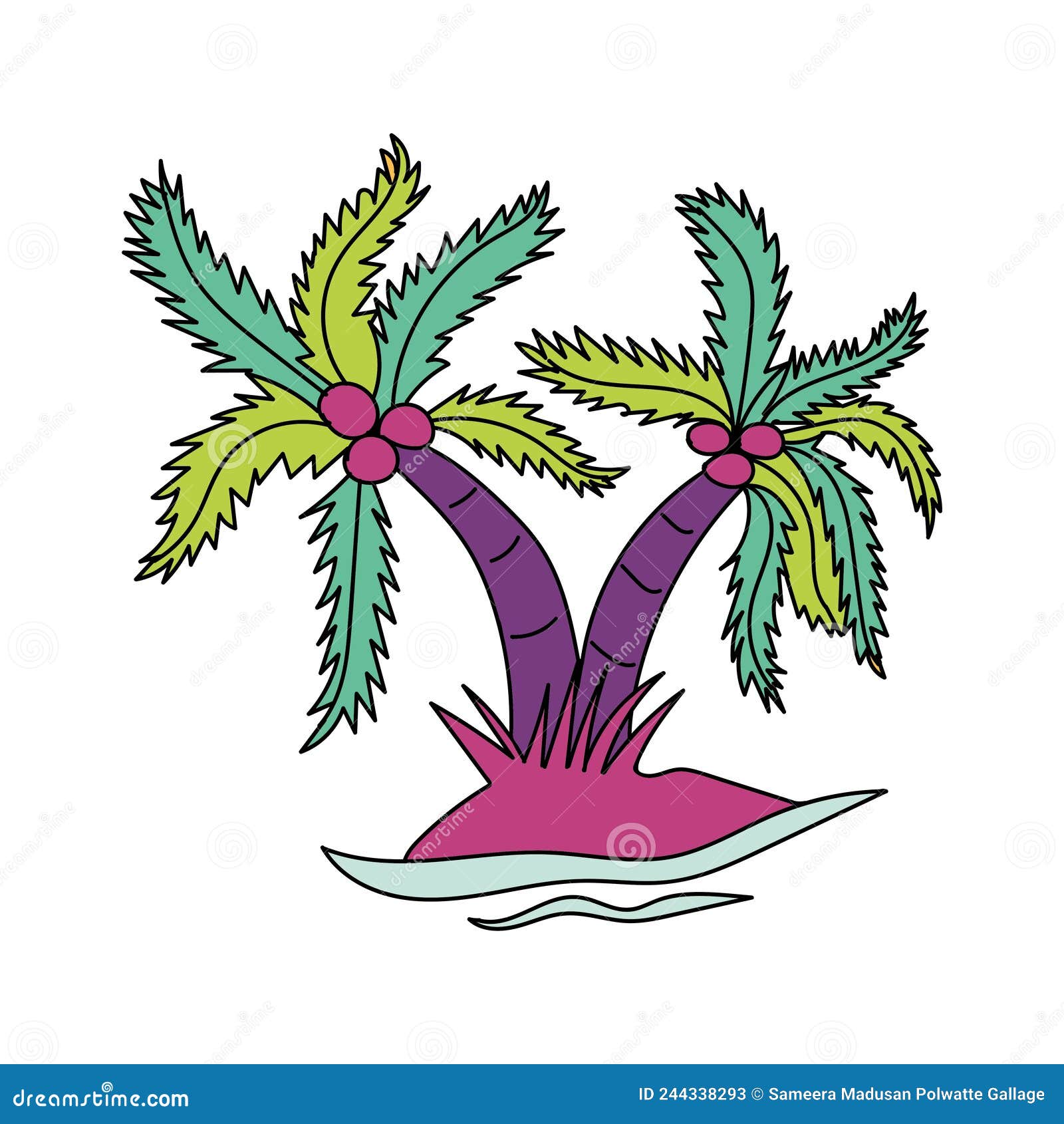Coconut Tree. Vector Colorful Design Stock Vector - Illustration of ...