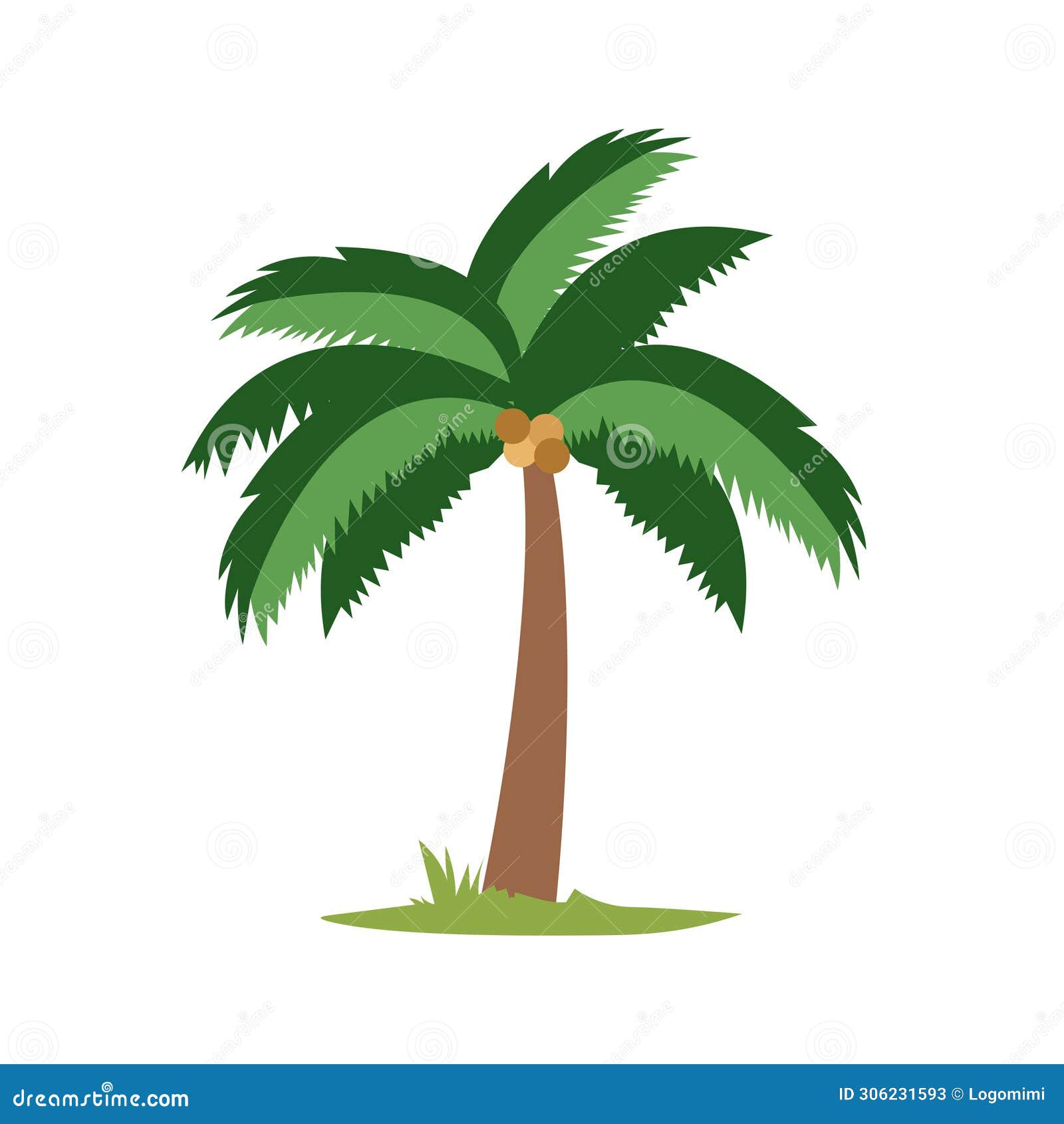 Coconut Tree Vector Image in Flat Design Style Stock Vector ...