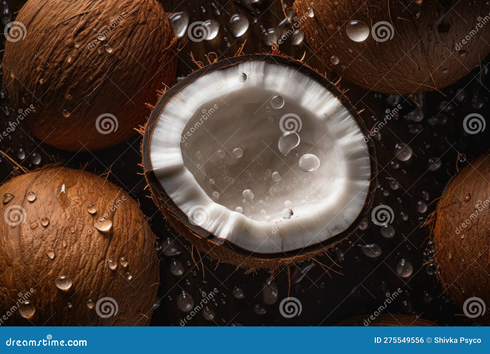 Coconut Visible Water Drops Seamless Background Generative AI Stock ...