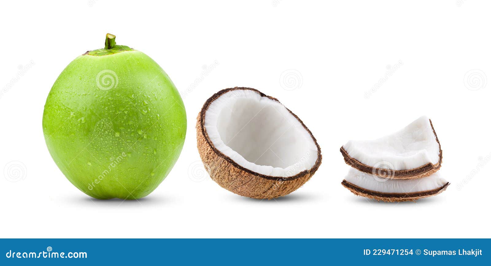 Coconut with Water Drop on White Background Stock Photo - Image of ...