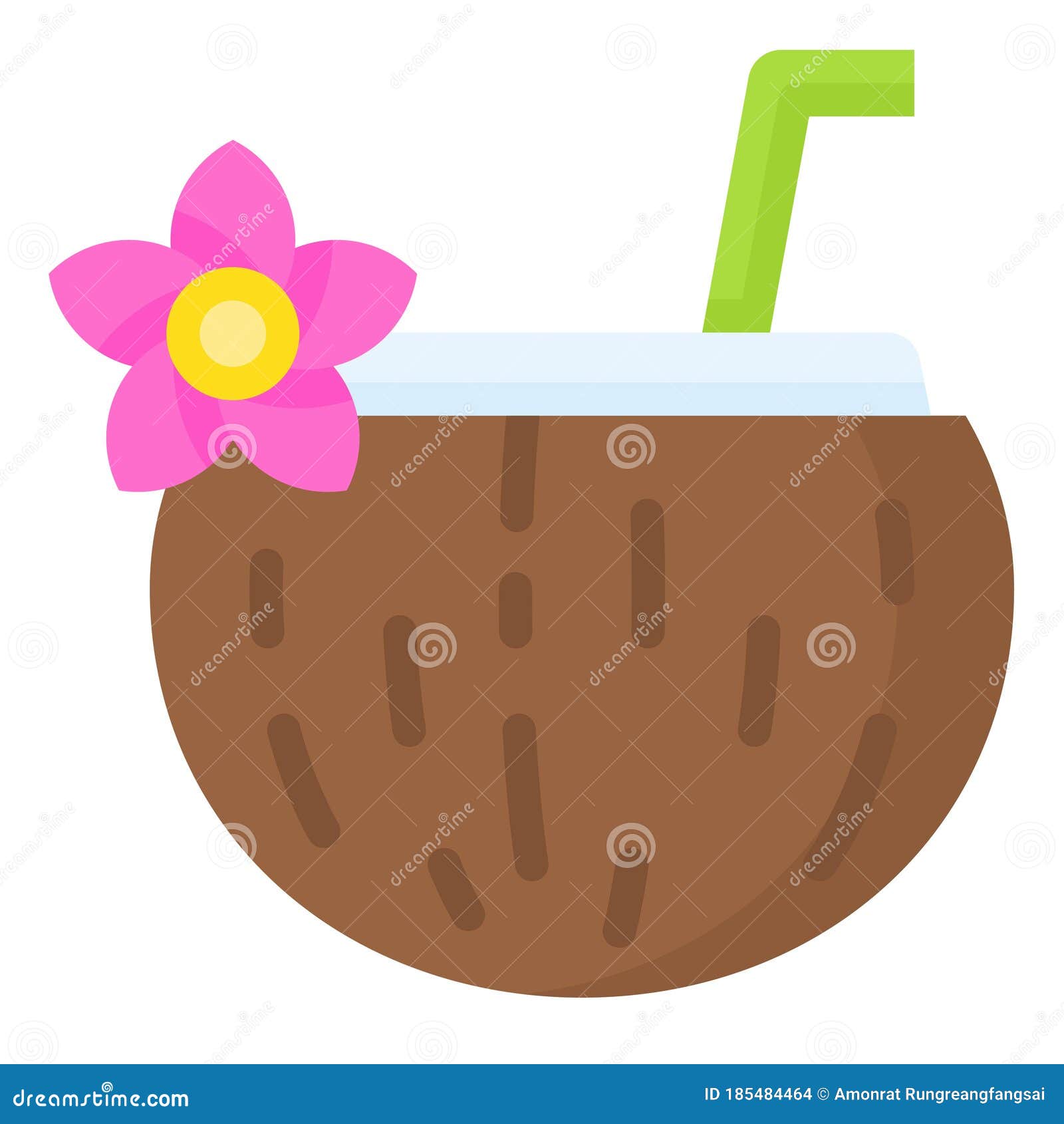 Coconut Water Icon, Beverage Flat Vector Illustration Stock Vector ...
