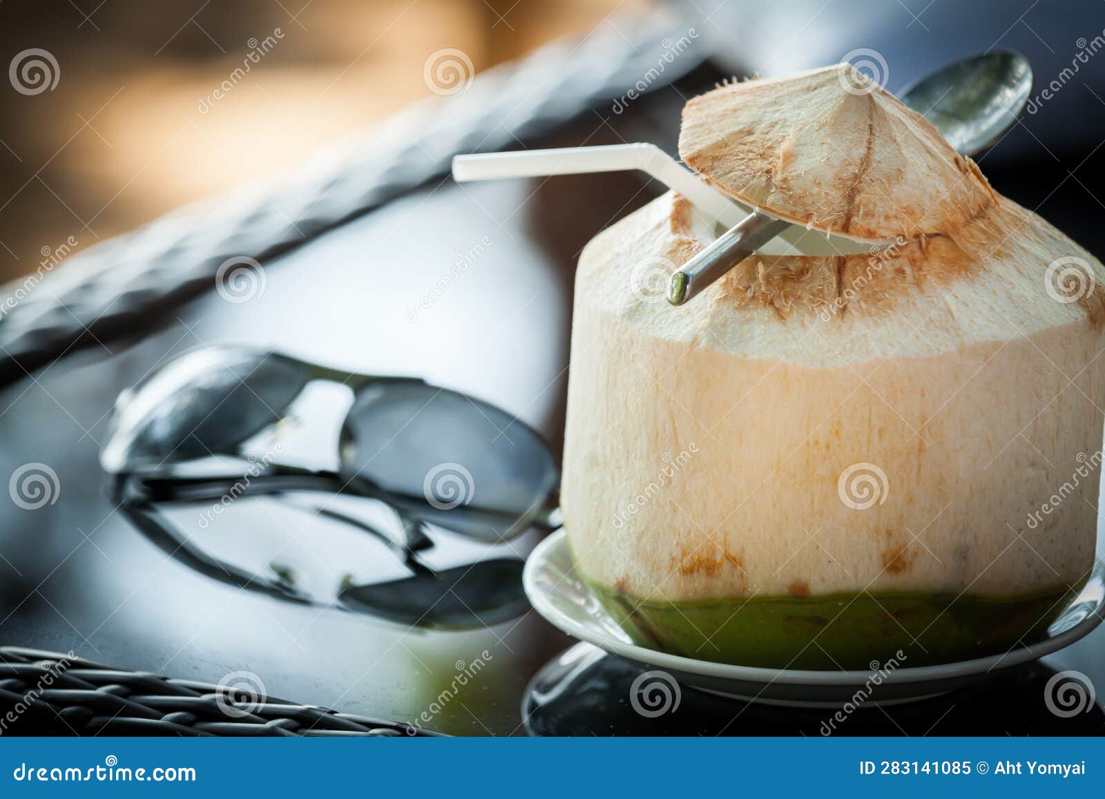 Coconut Water is Placed on the Table and Refreshment Stock Image ...