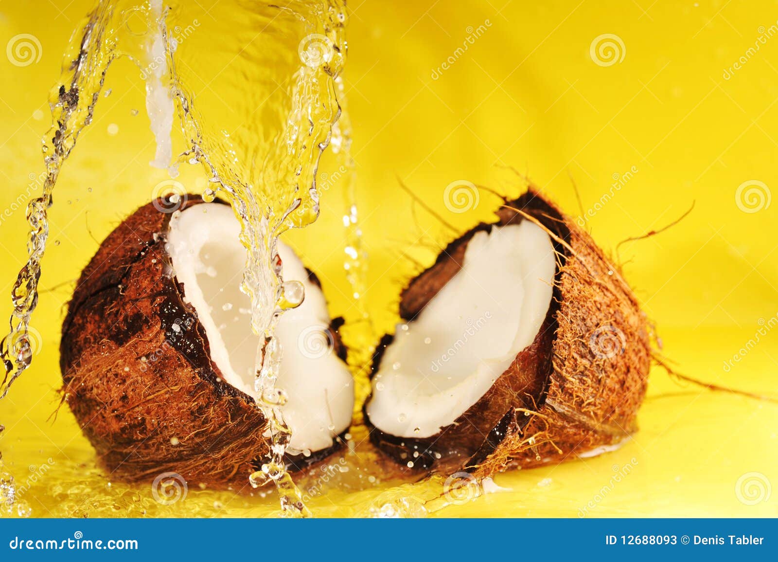 Coconut with water splash stock image. Image of water - 12688093