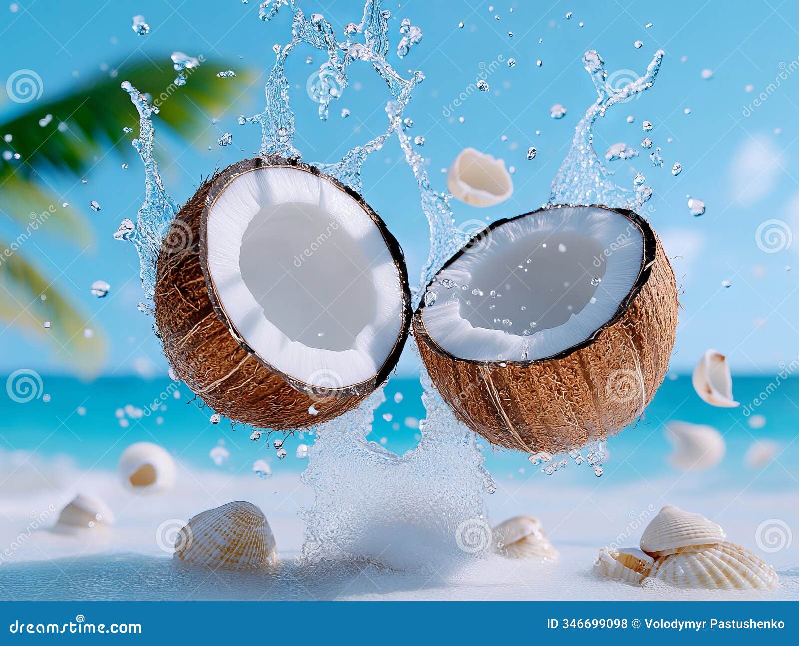 Coconut Water Splash on the Beach Stock Photo - Image of splashes ...