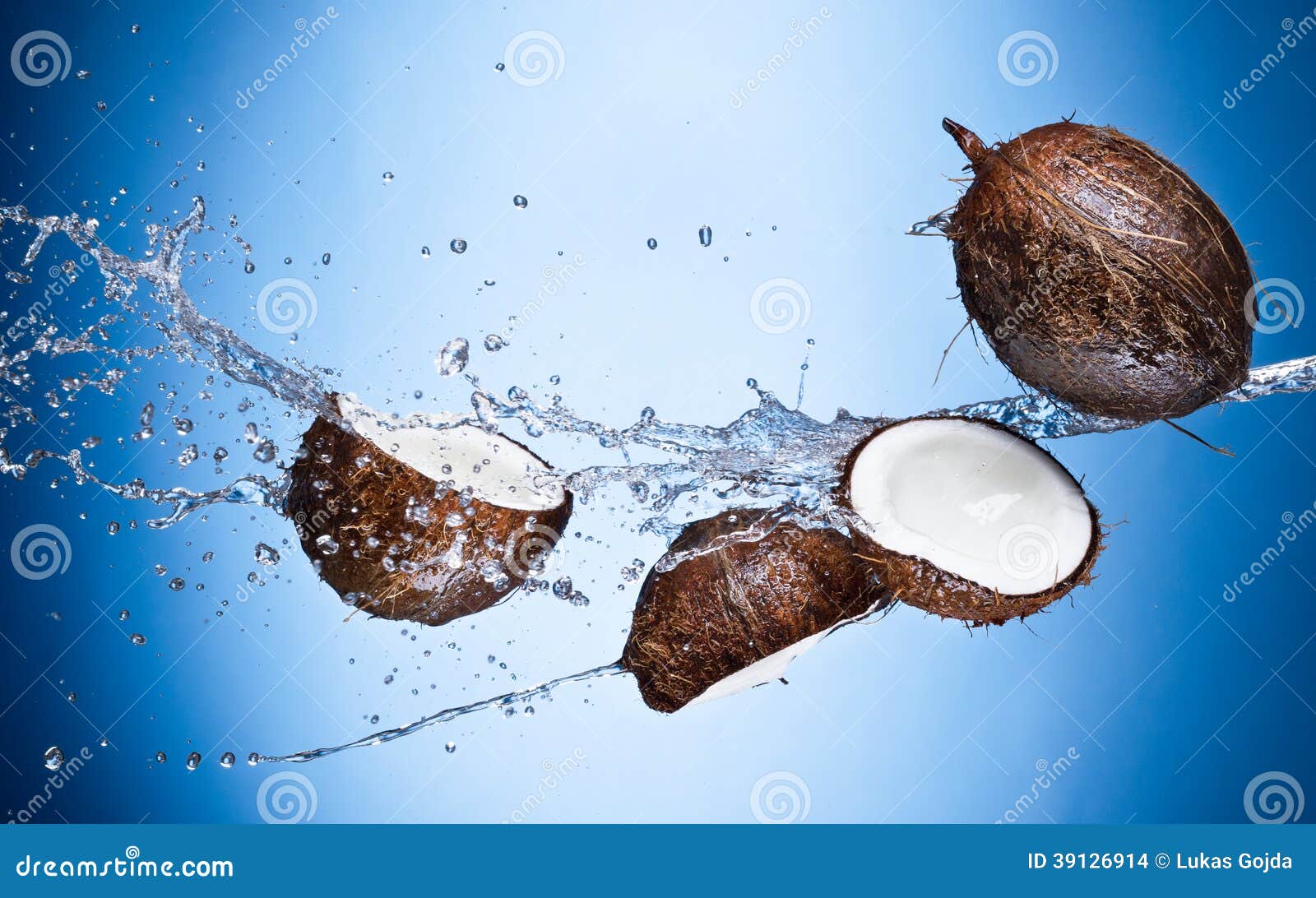 Coconut with water splash stock photo. Image of coconut - 39126914