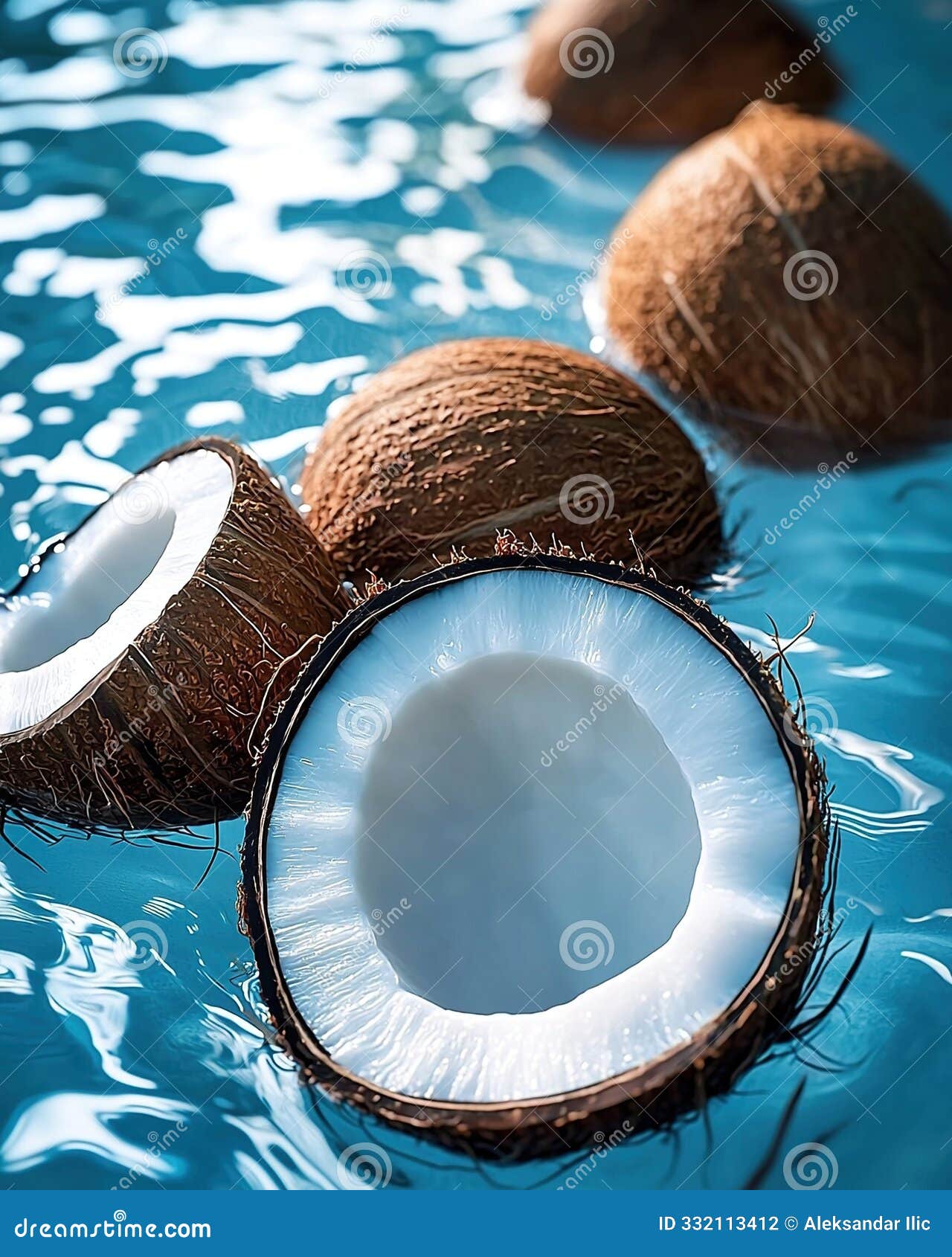 Coconut on the Water Surface. Tropical Fruit Concept Stock Photo ...