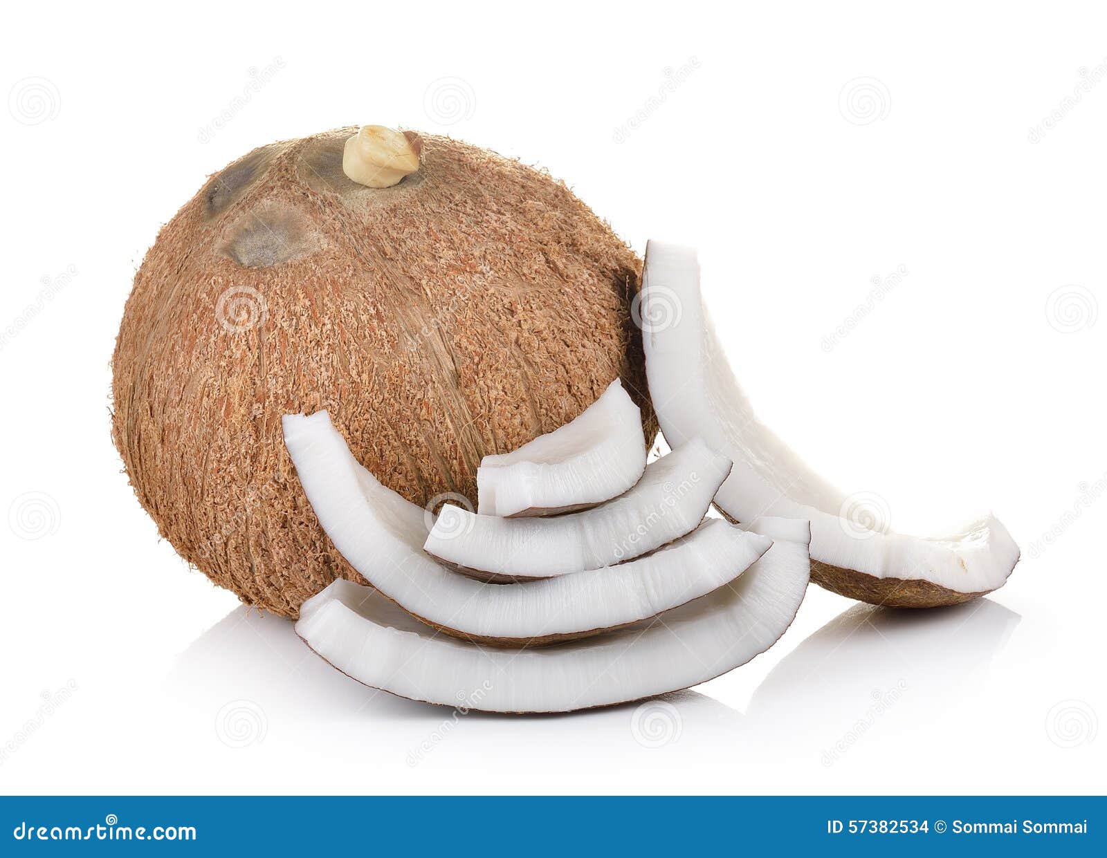 Coconut on White Background Stock Photo - Image of fruit, healthy: 57382534