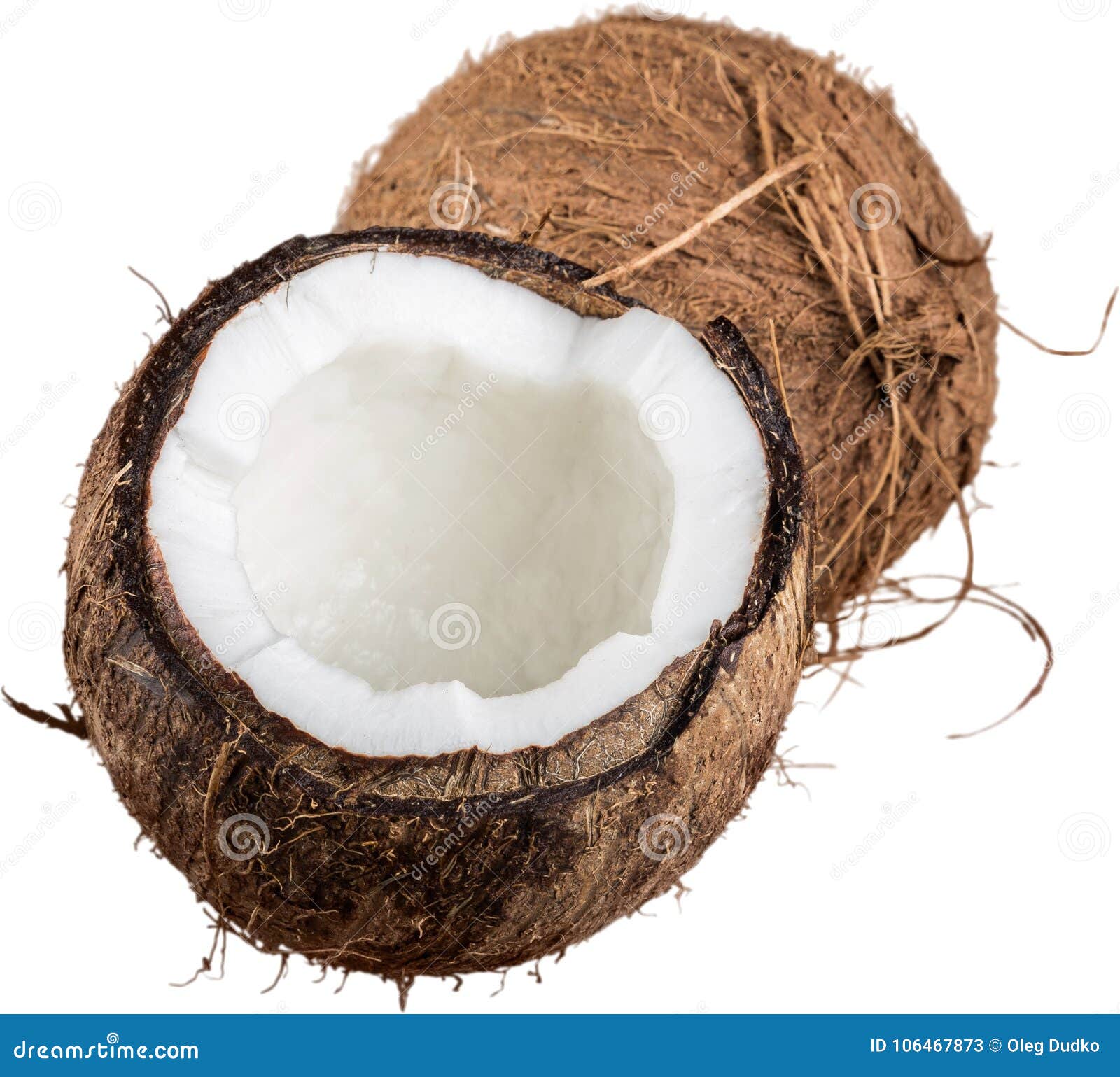 Coconut Whole Cut Half Composition Isolated Stock Image - Image of ...