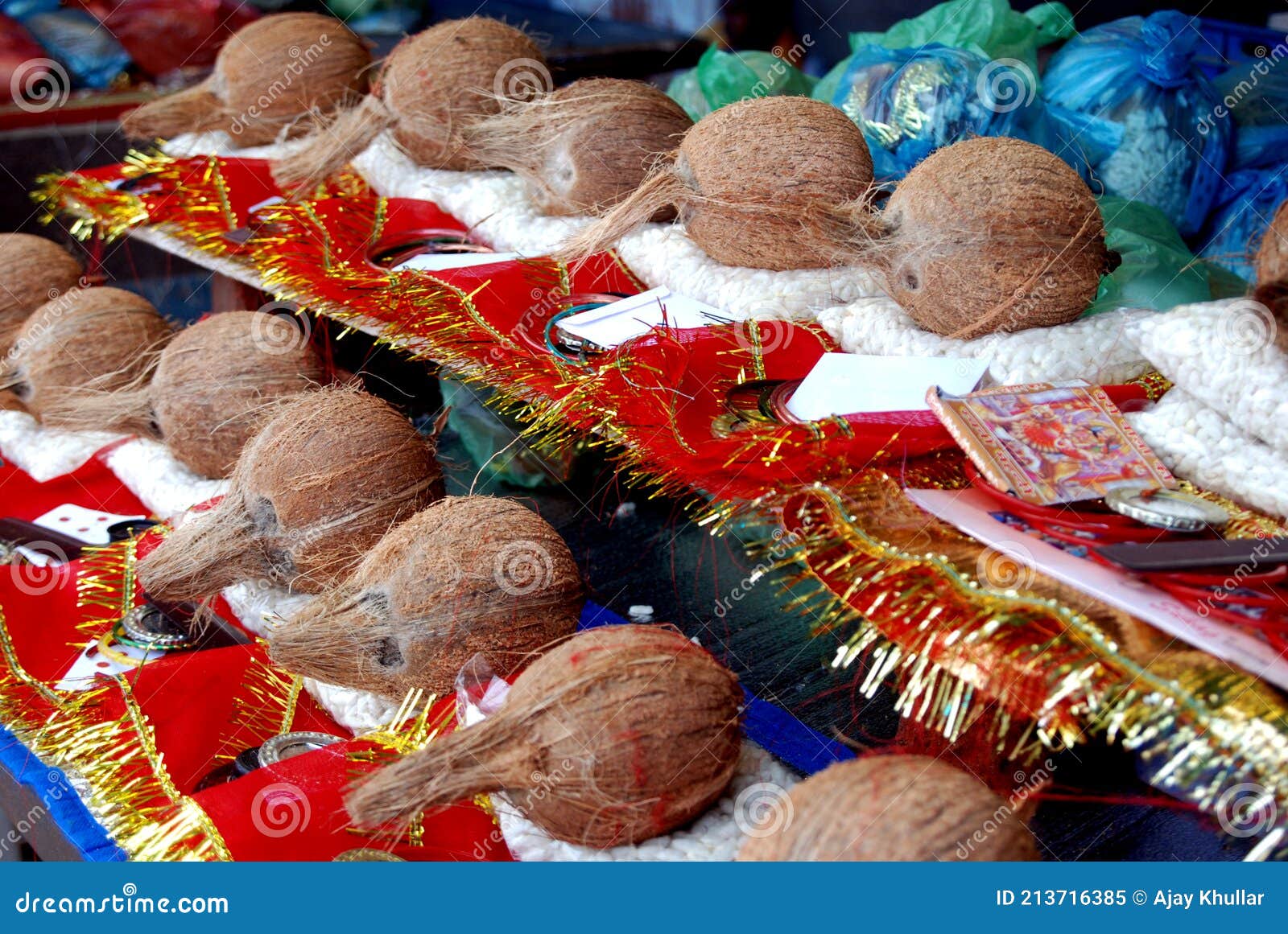 Coconut for worship of god stock image. Image of market - 213716385