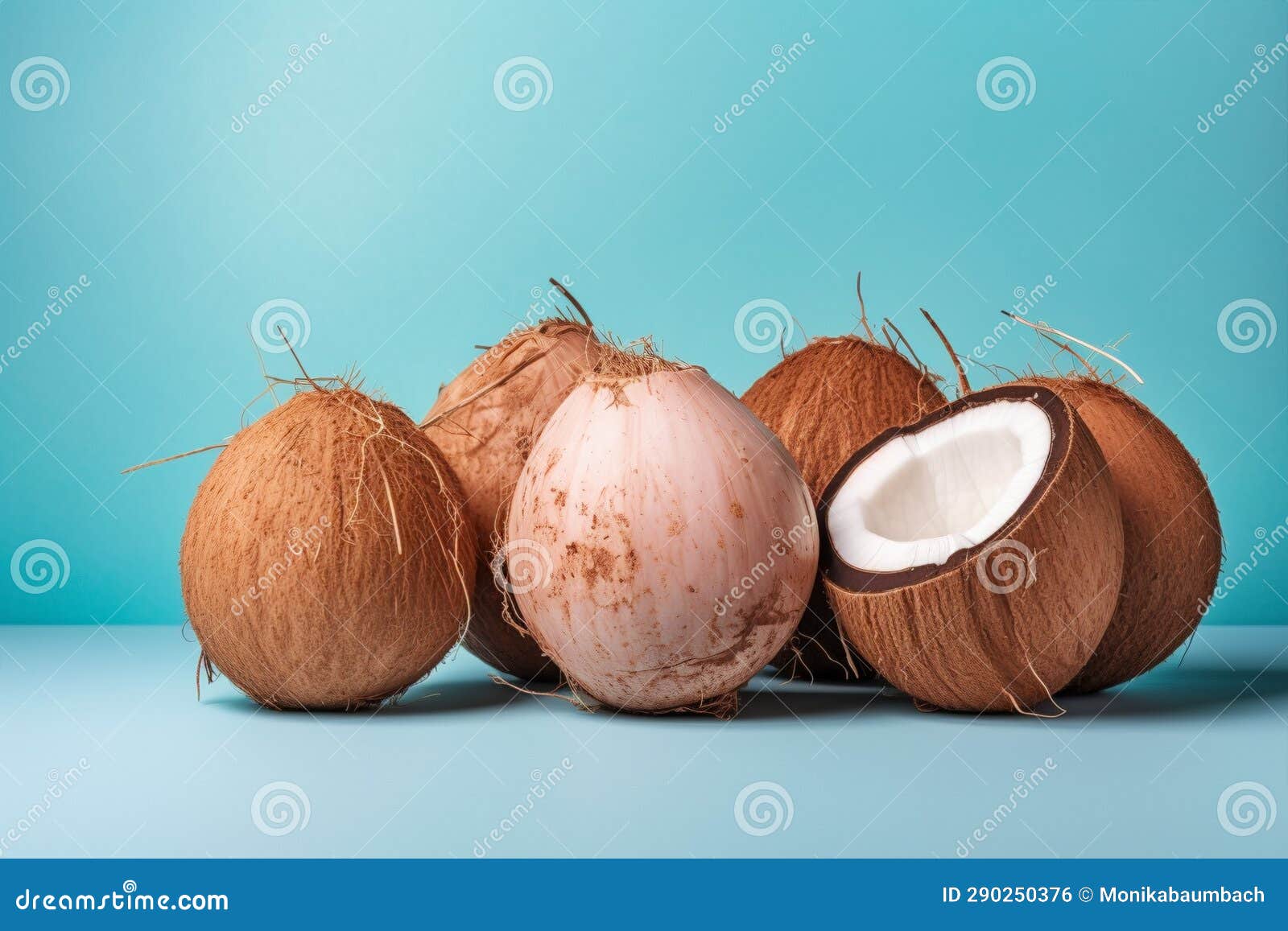 Coconuts on Blue Background Stock Illustration - Illustration of diet ...