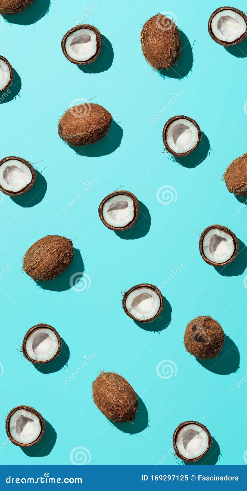 Coconuts Half on Blue Background Stock Image - Image of story ...