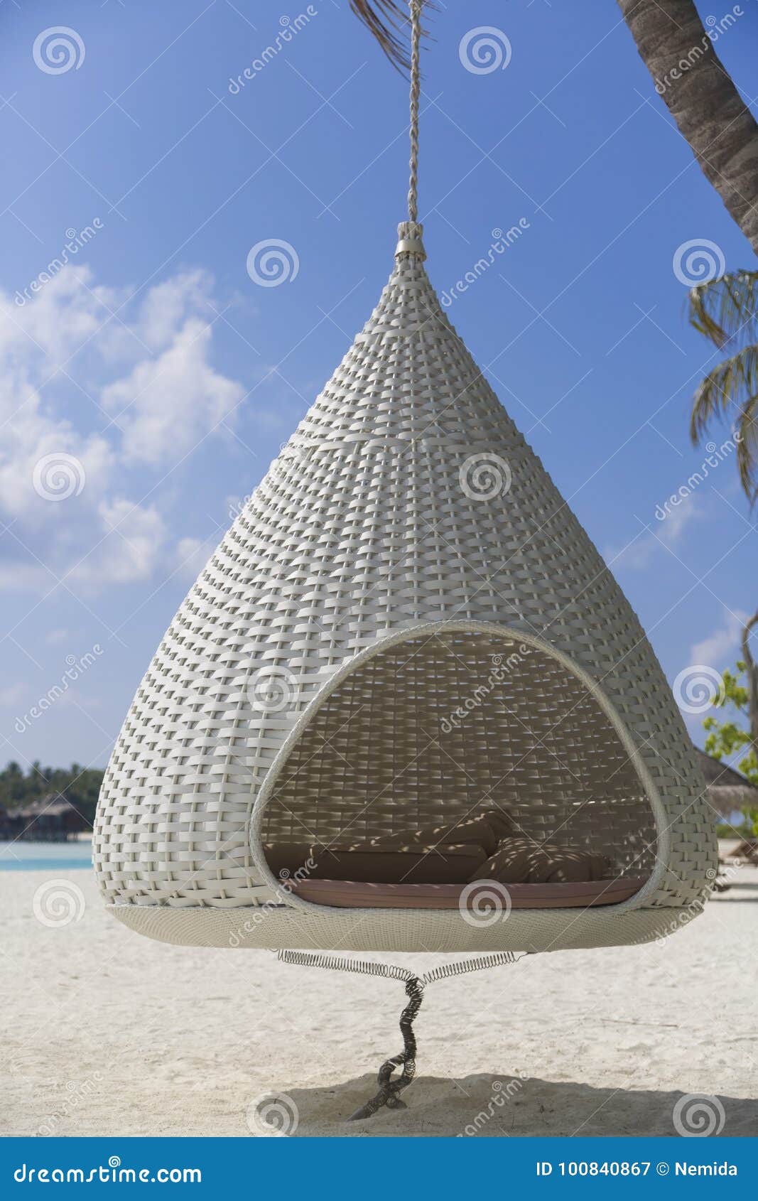Cocoon Hammock in the Beach in the Maldives Stock Image - Image of cone ...