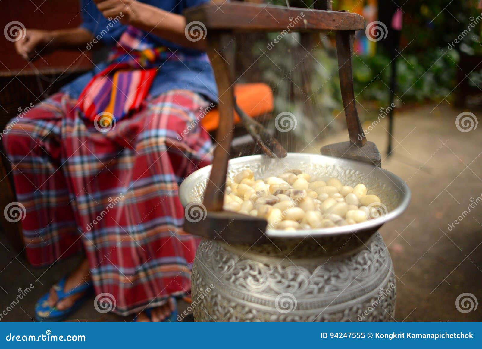 Cocoons are Placed in Boiling Water 2 Stock Image - Image of garden ...
