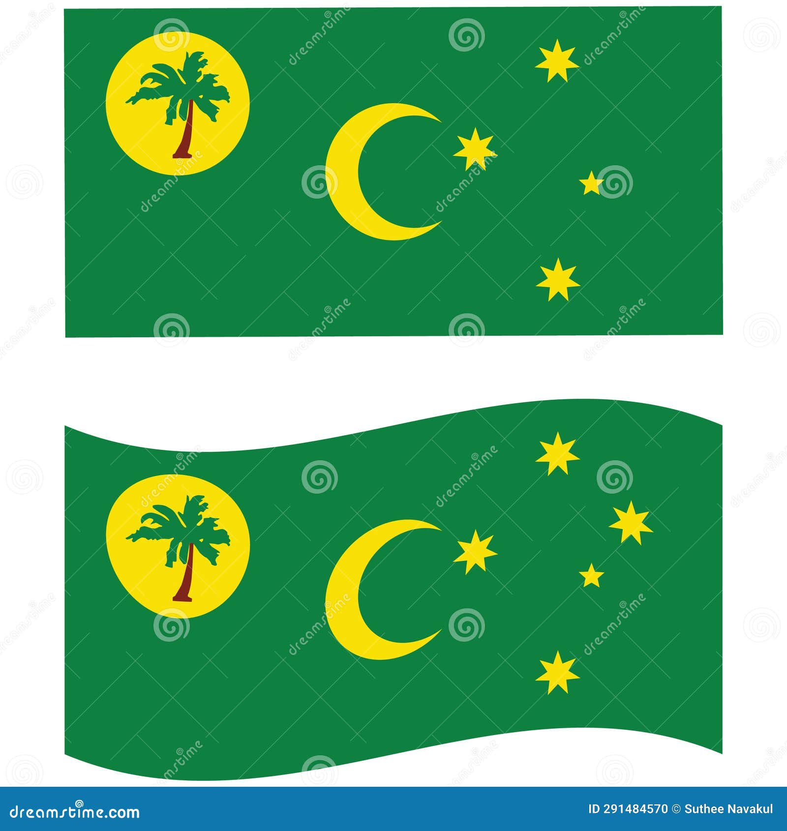 Cocos Islands Flag Icon. Waving Flag of Cocos Islands. Cocos (Keeling ...